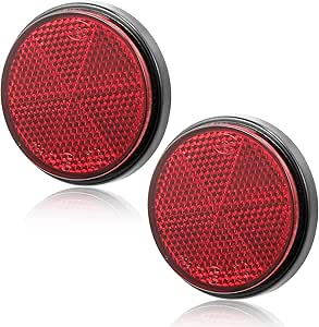 AGRISHOP 2x Red Reflectors Stick On,Ø60mm,Reflectors for Gate Post ...