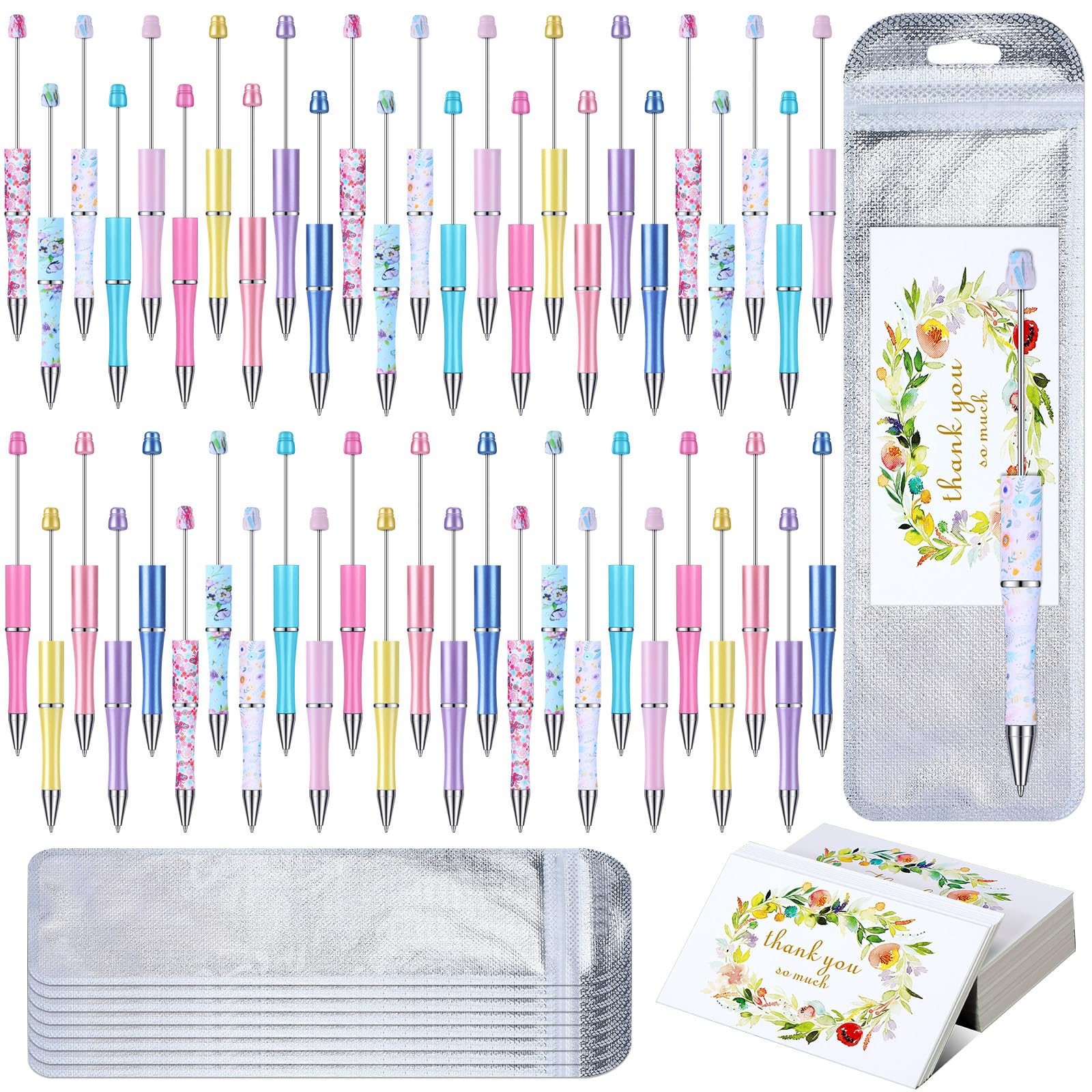 Amazon.com : Yeaqee 150 Pieces Beadable Pens Kit 50 Pieces Colors ...
