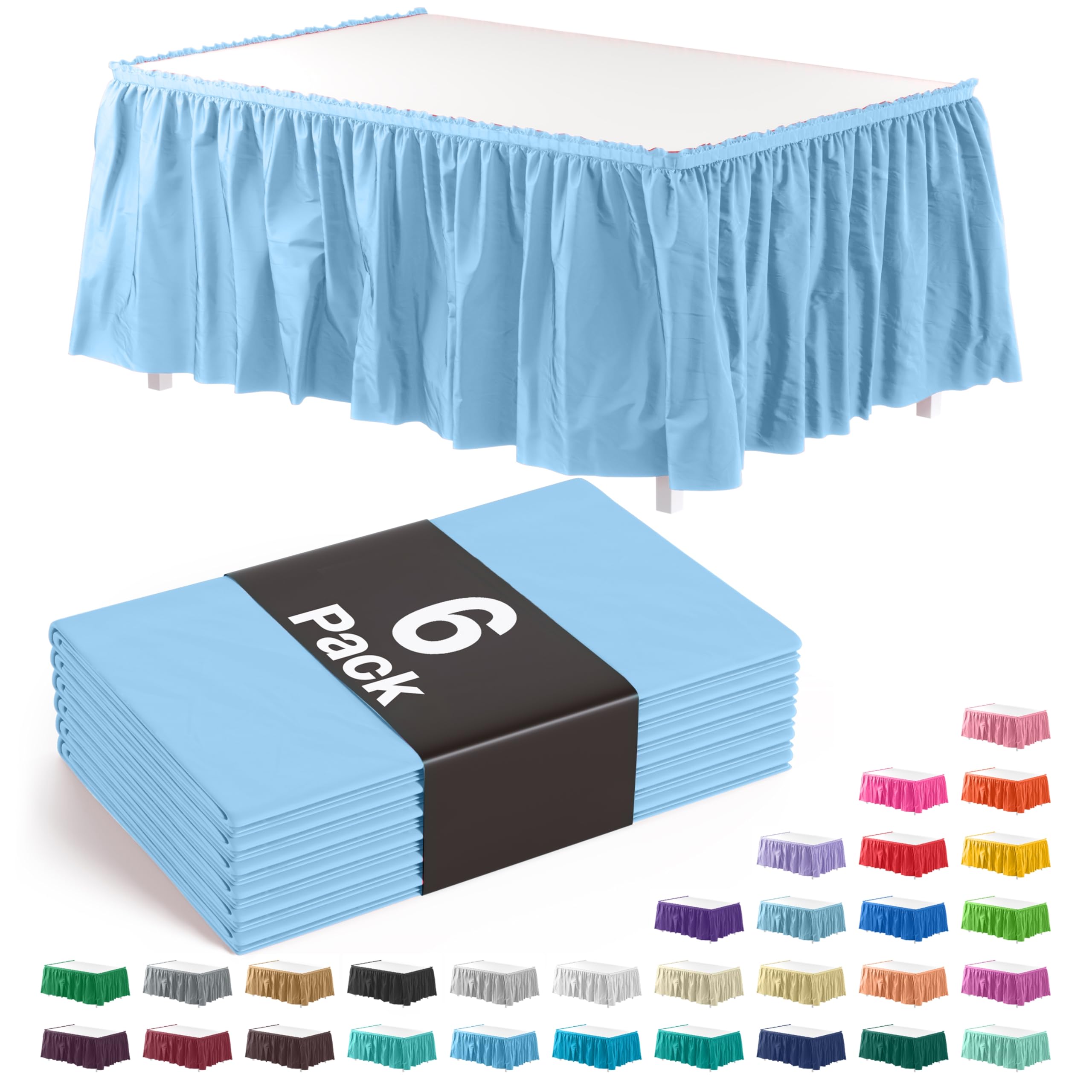 Snapklik.com : Exquisite Ruffle Table Skirt Light Blue 6 Pack 14 Ft ...