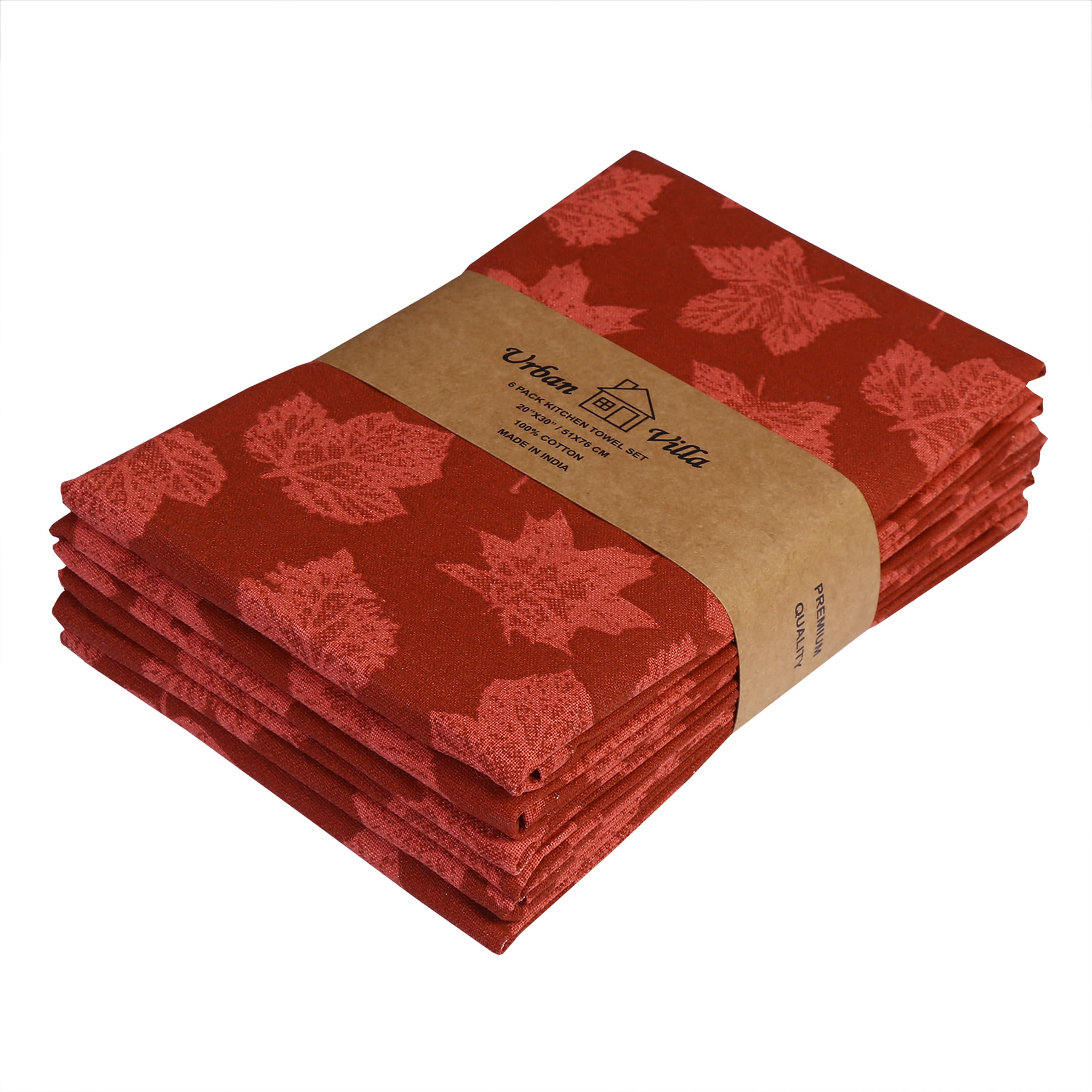 Amazon.com: Urban Villa Harvest Kitchen Towel Brown Leaaves Print ...