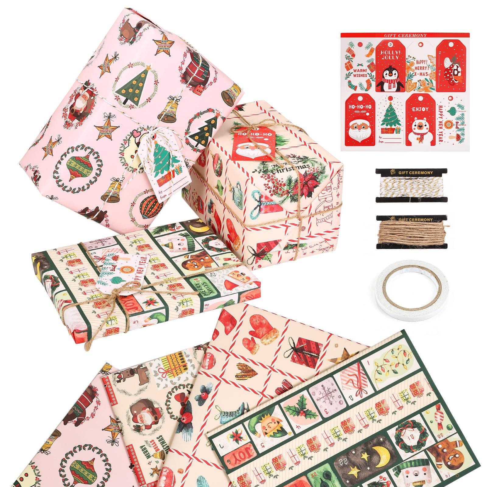 Snapklik.com : GWHOLE Christmas Wrapping Paper Kraft Wrapping Paper ...