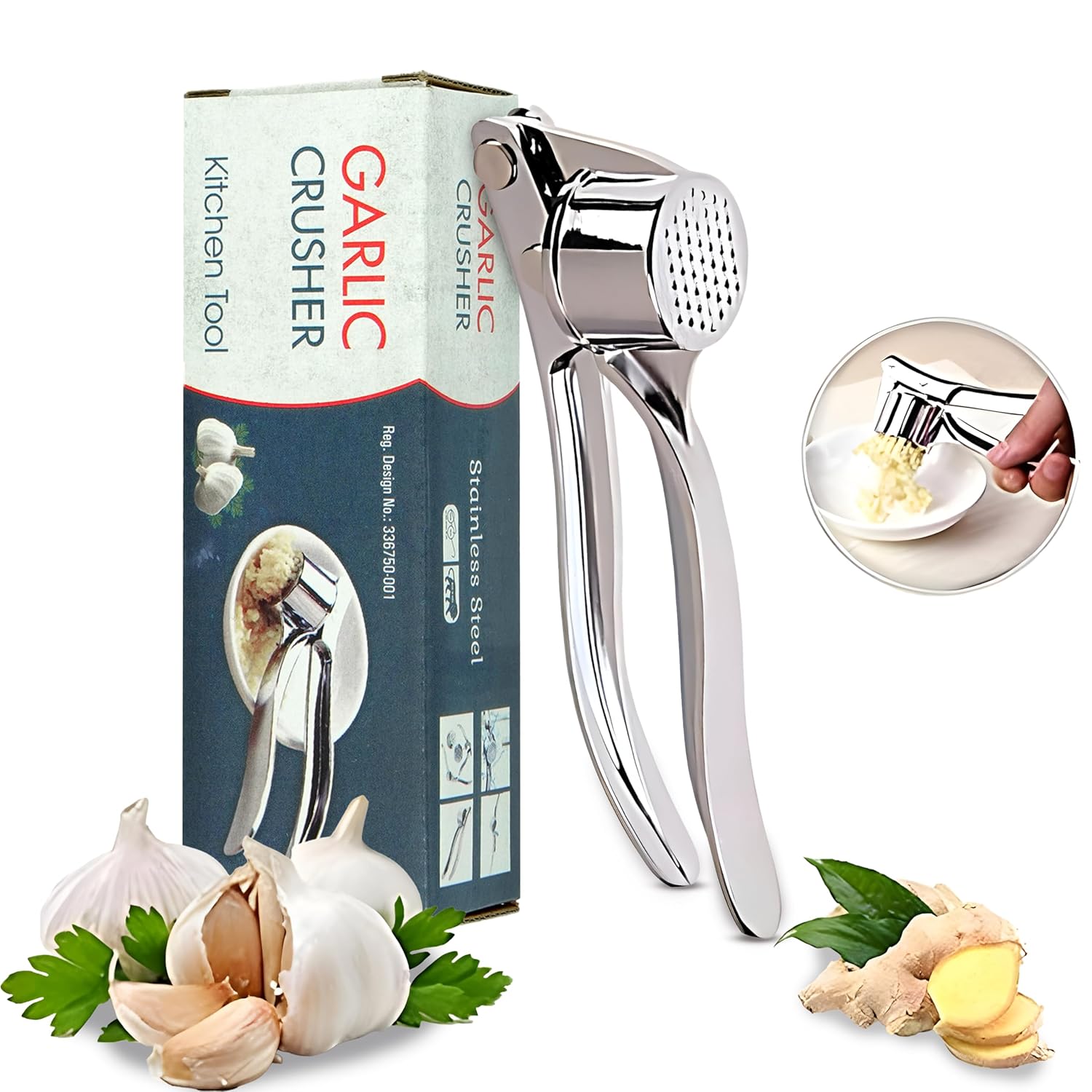 Buy Storite Stainless Steel Multi-Functional Manual Garlic Crusher ...