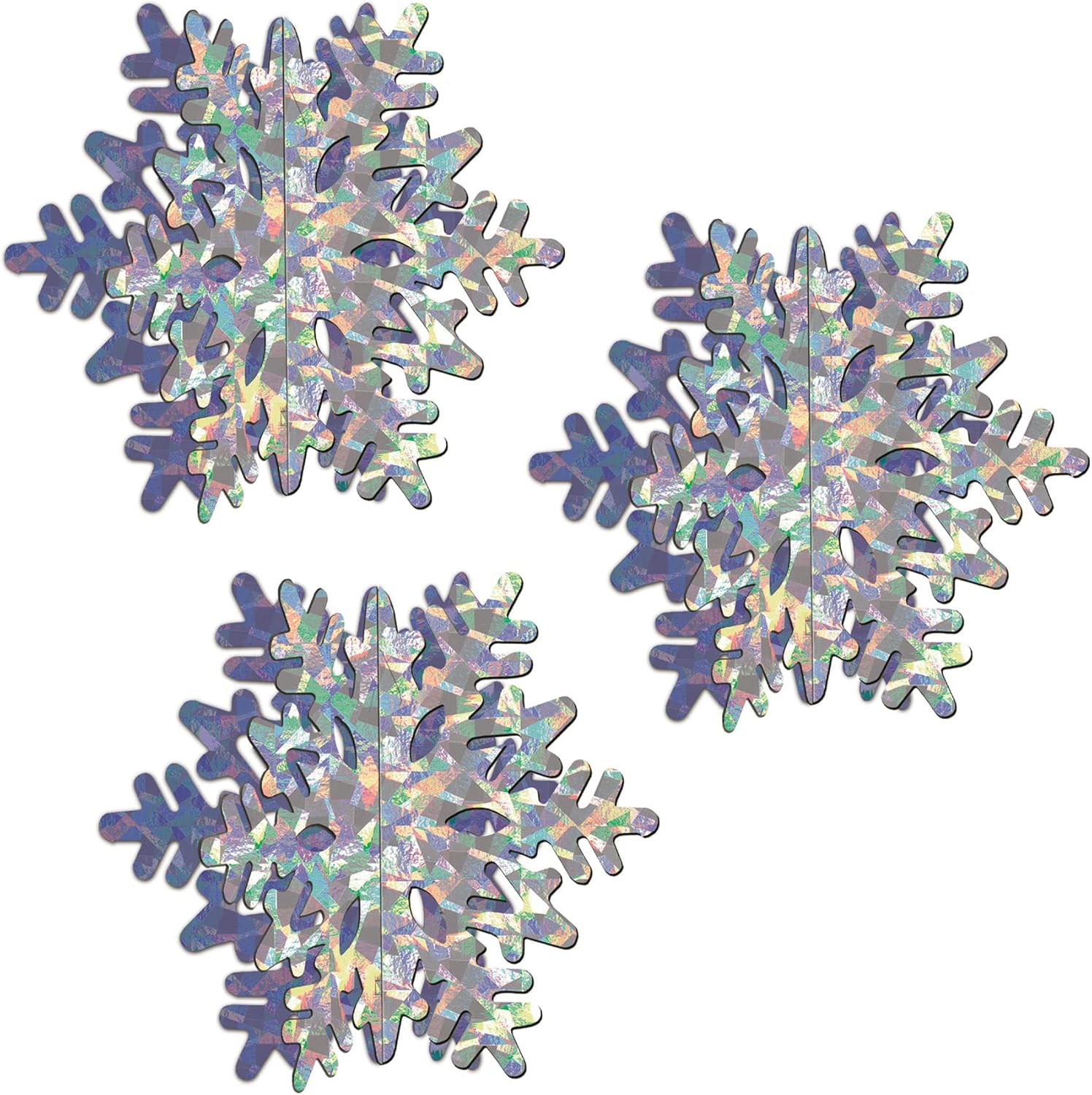 Amazon.com: Beistle 3-D Prismatic Silver Snowflake Centerpieces, 10 ...