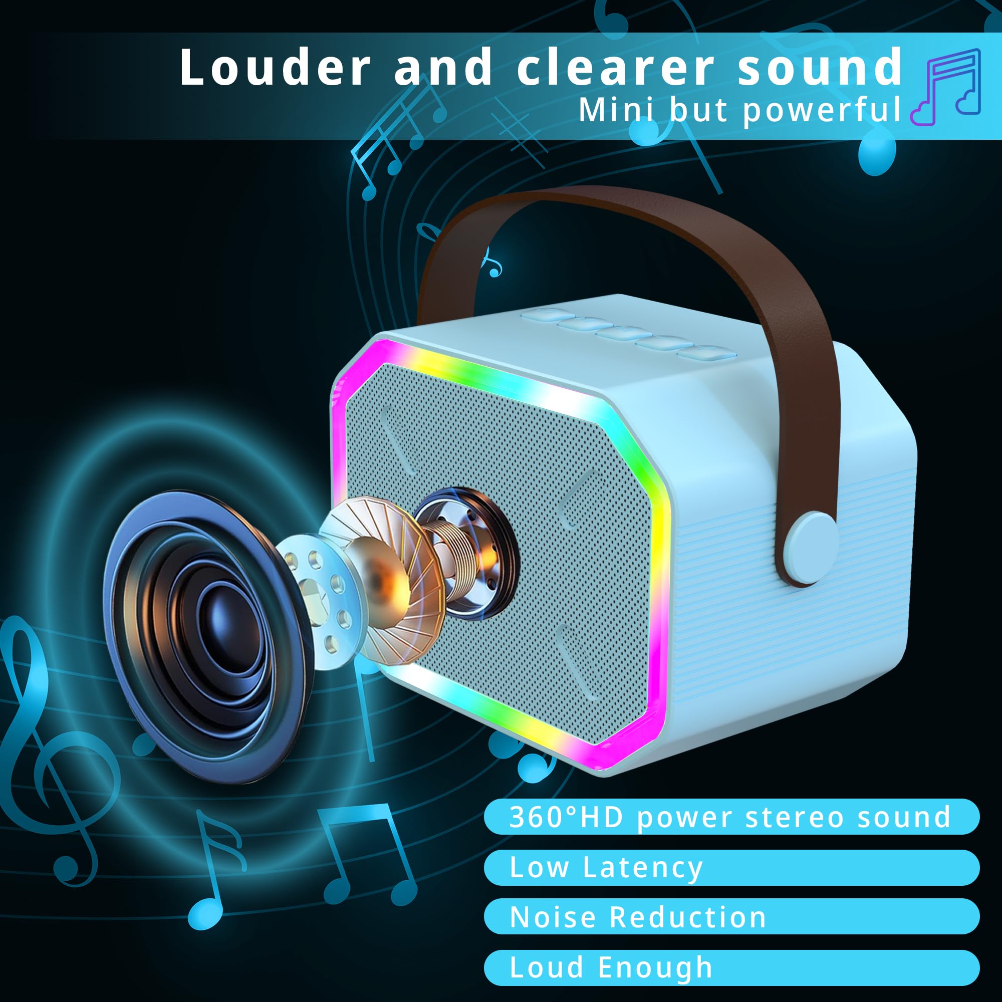 Portable Karaoke System LED Lights Kids Karaoke Machine With Wireless ...