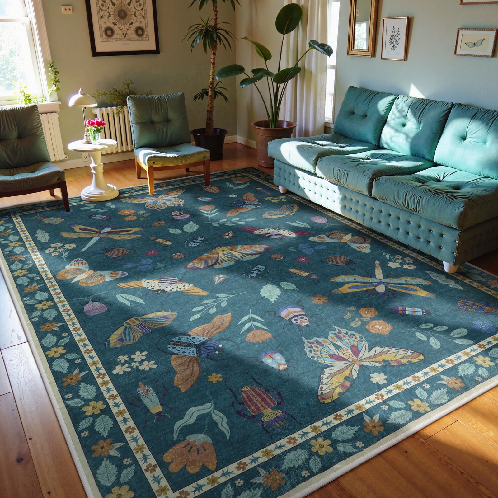 Lahome Insect Print Area Rugs 8x10, Non Slip Washable Rugs for Living ...