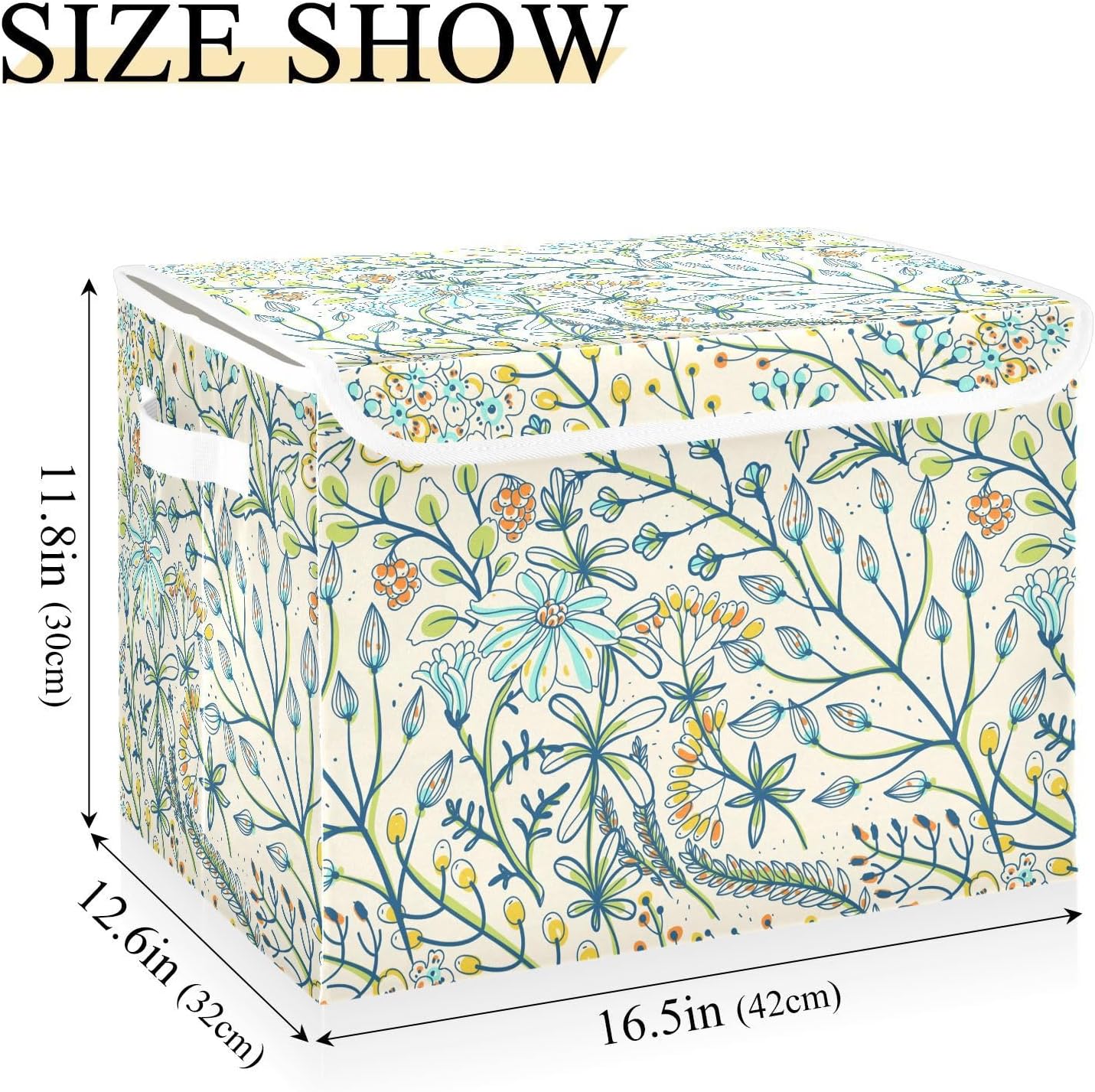 Contenedor de almacenamiento plegable con tapa y hierbas florales y ...