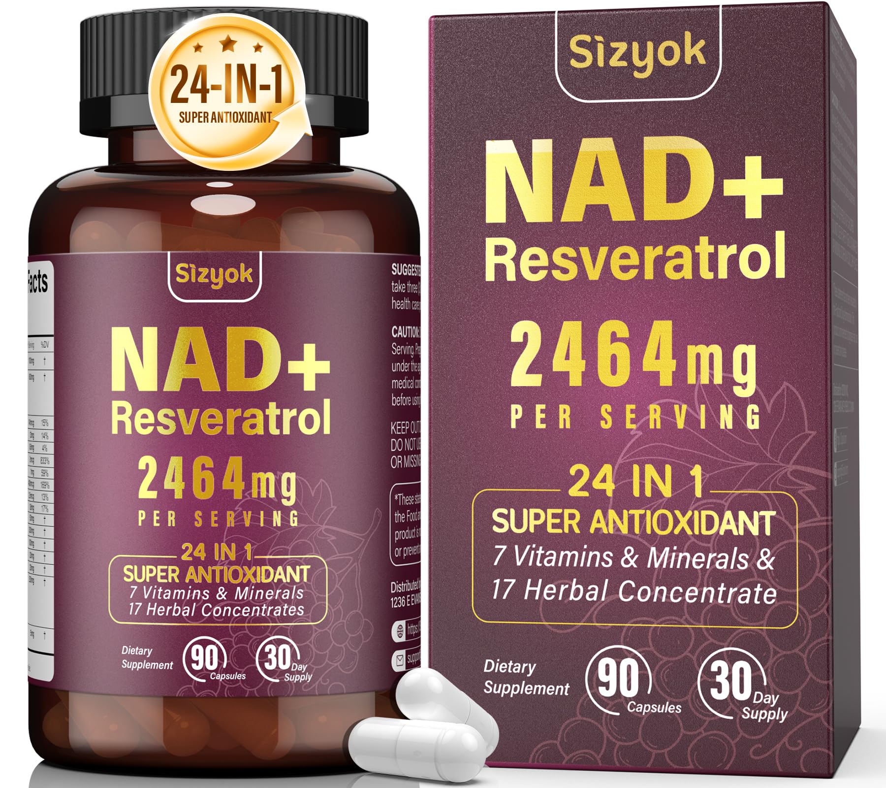 Amazon.com: Sizyok Suplemento NAD de 2464 mg, suplemento liposomal de ...