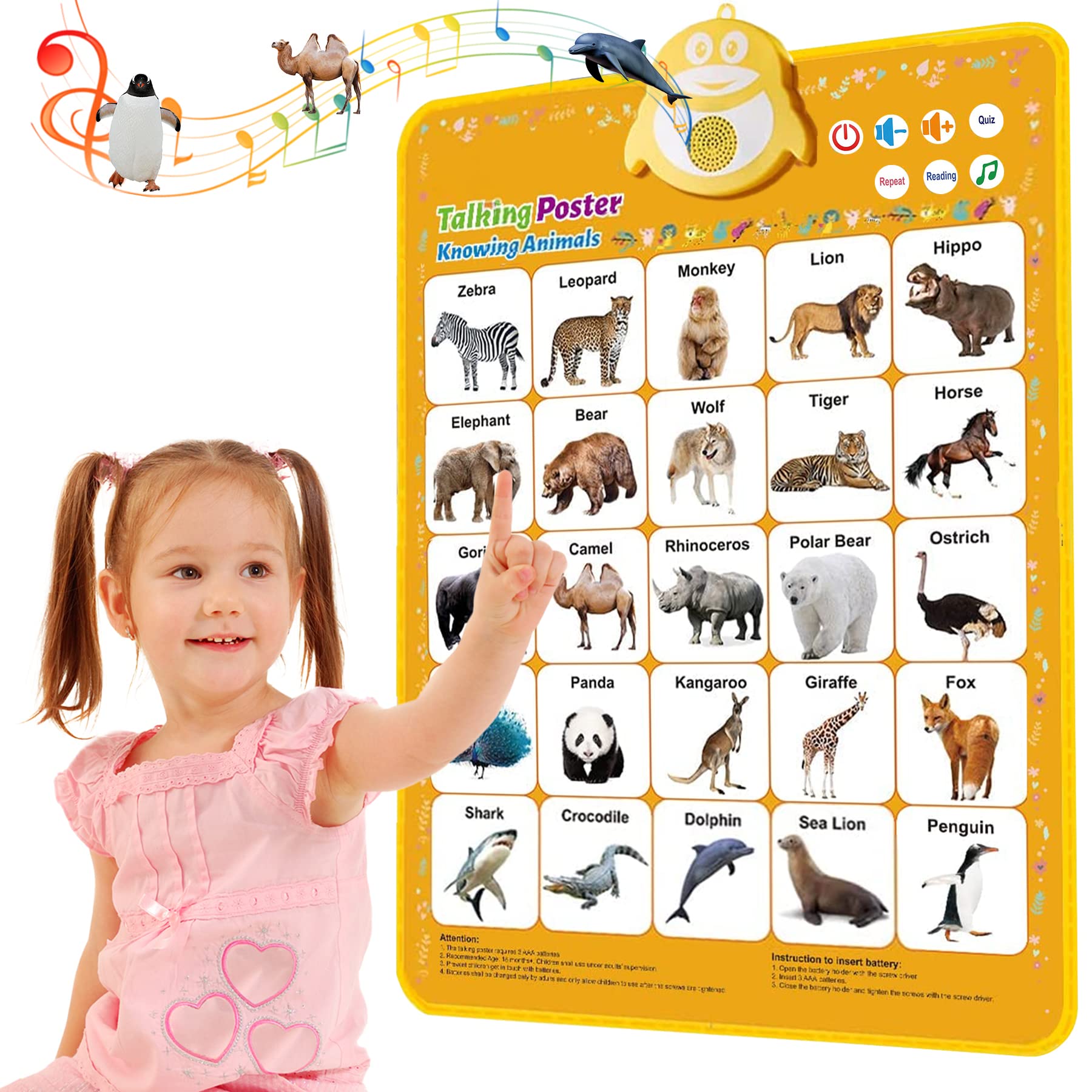 TIKUTKU Interactive Electronic Animal Wall Chart, Talking Animals ...