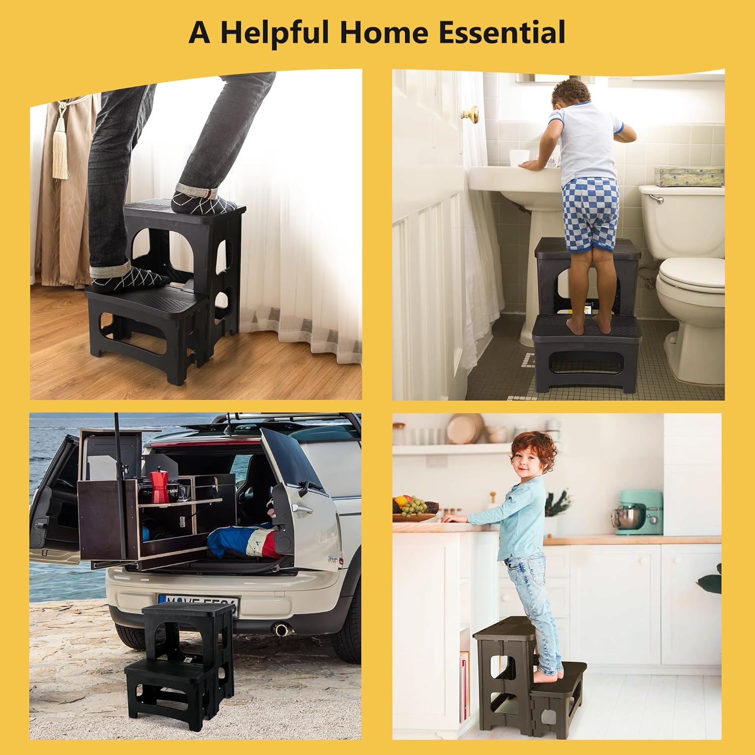 Folding 2 Step Stool, Non-Slip Collapsible Step Nepal | Ubuy