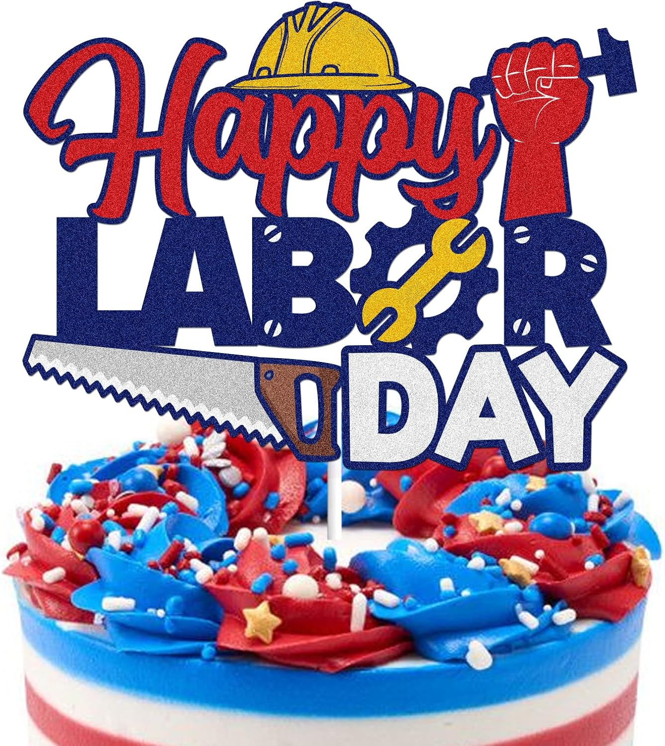 Amazon.com: Happy Labor Day Cake Topper Glitter It's My Holiday Labor ...
