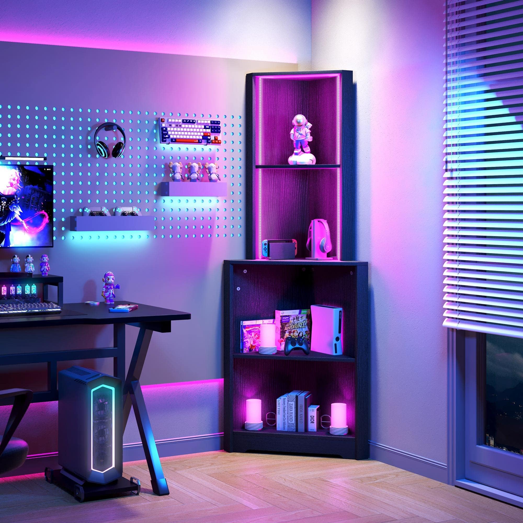 Amazon.com: YITAHOME Corner Shelf Stand with Led Light, 5 Tier Corner ...