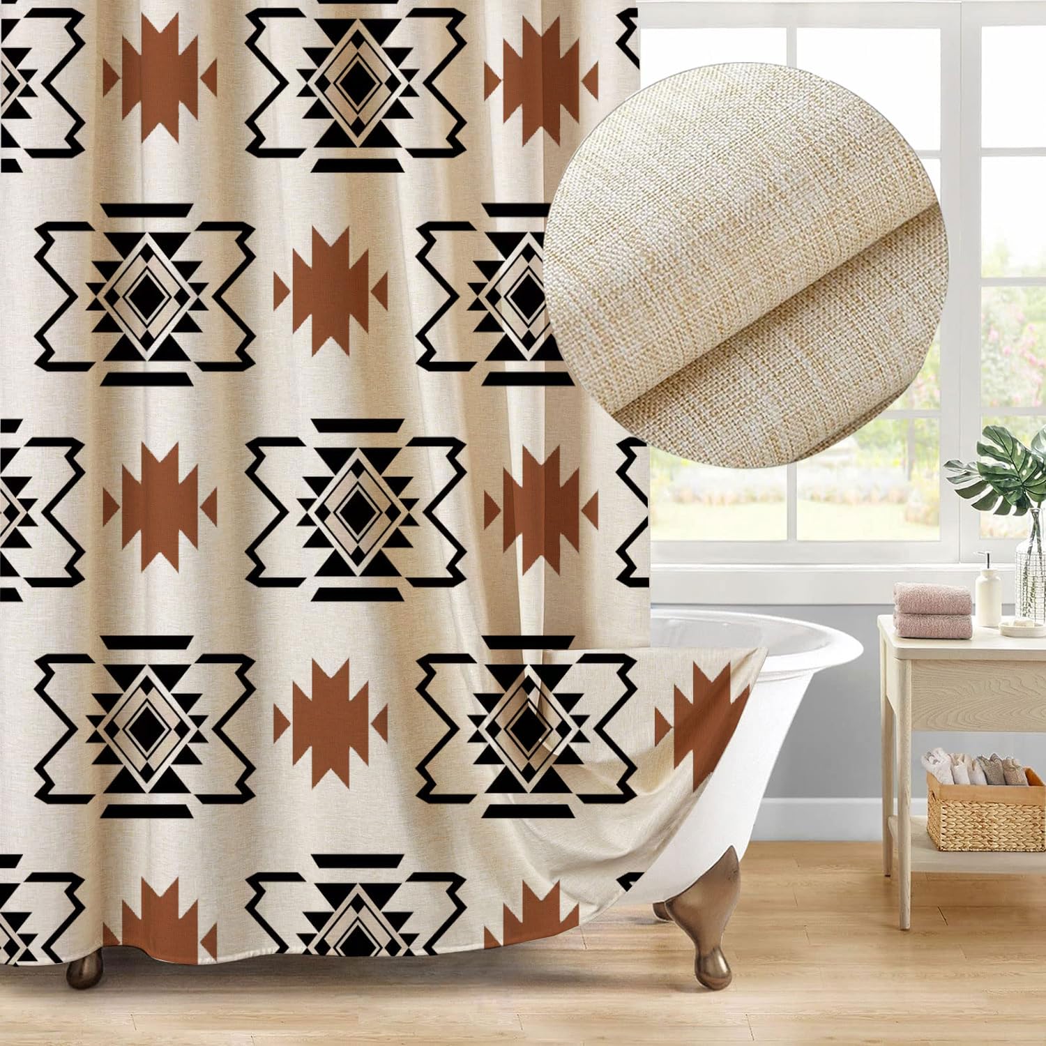 Amazon.com: Jimuzi Western Aztec Linen Shower Curtain Ethnic Southwest ...