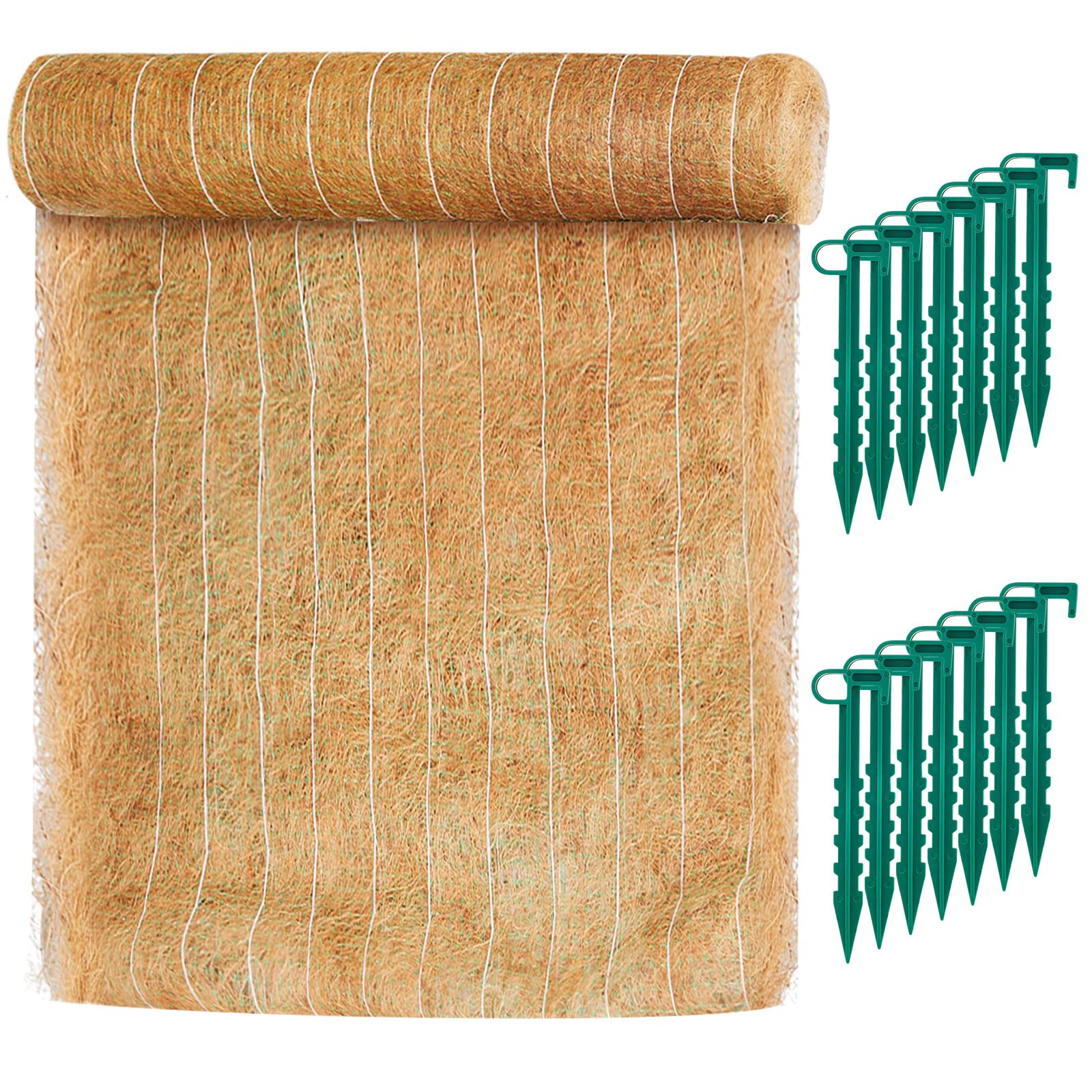 Tatuo Erosion Control Blanket Landscape Roll with 20 Pcs Biodegradable ...