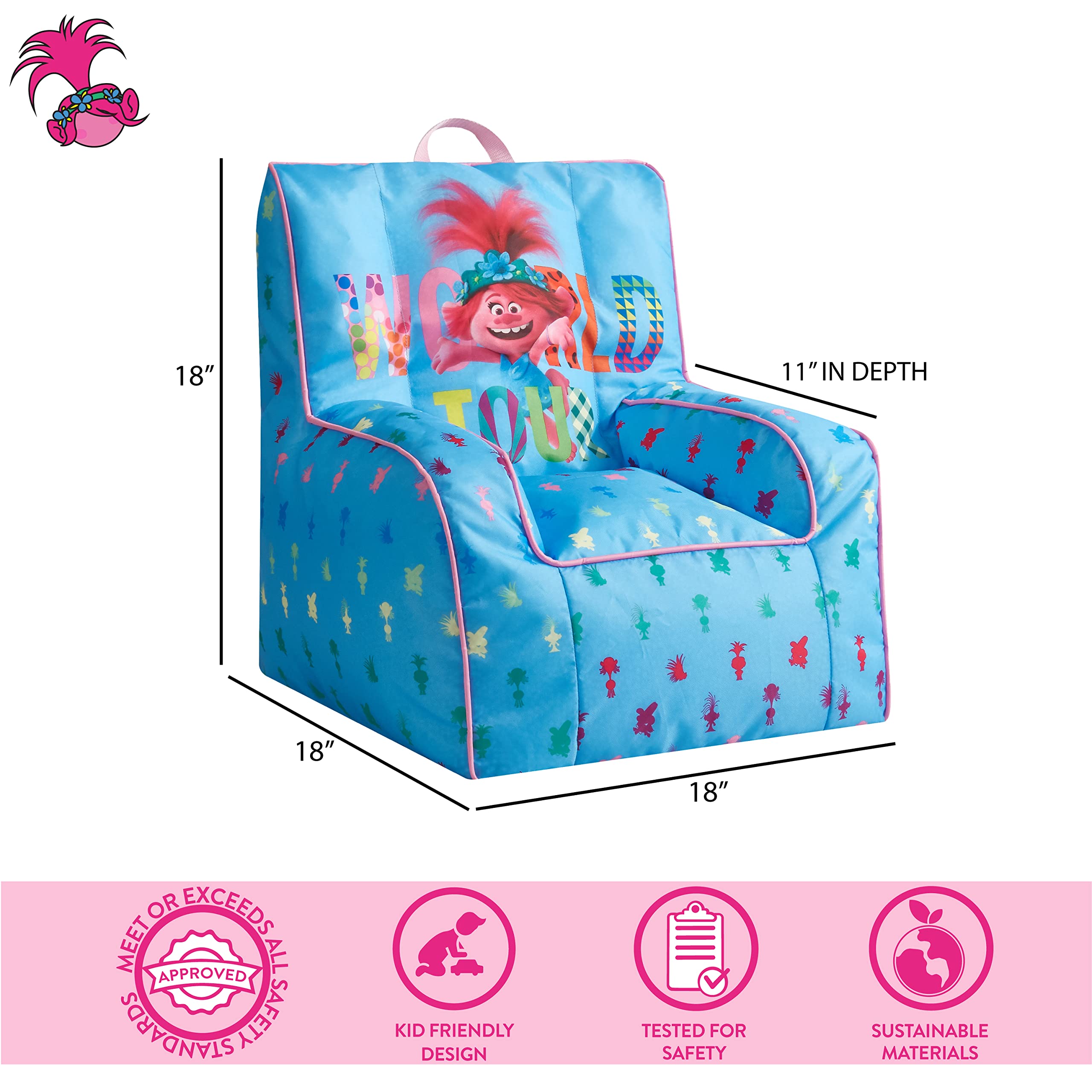 Snapklik.com : DreamWorks Trolls World Tour Kids Nylon Bean Bag Chair