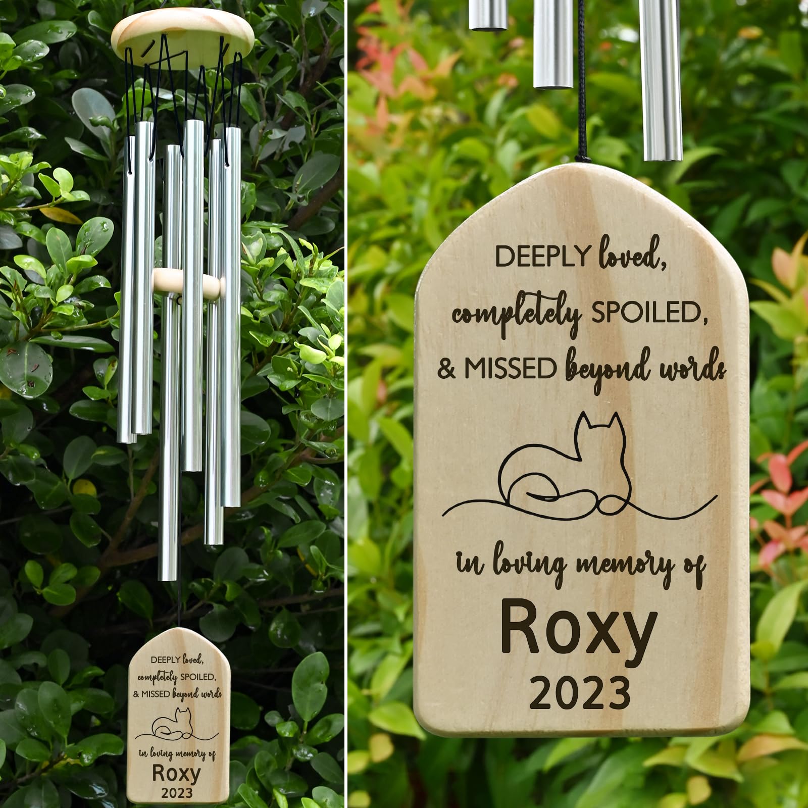 Amazon.com : Jocidea Pet Memorial Wind Chimes, Personalized Cat ...