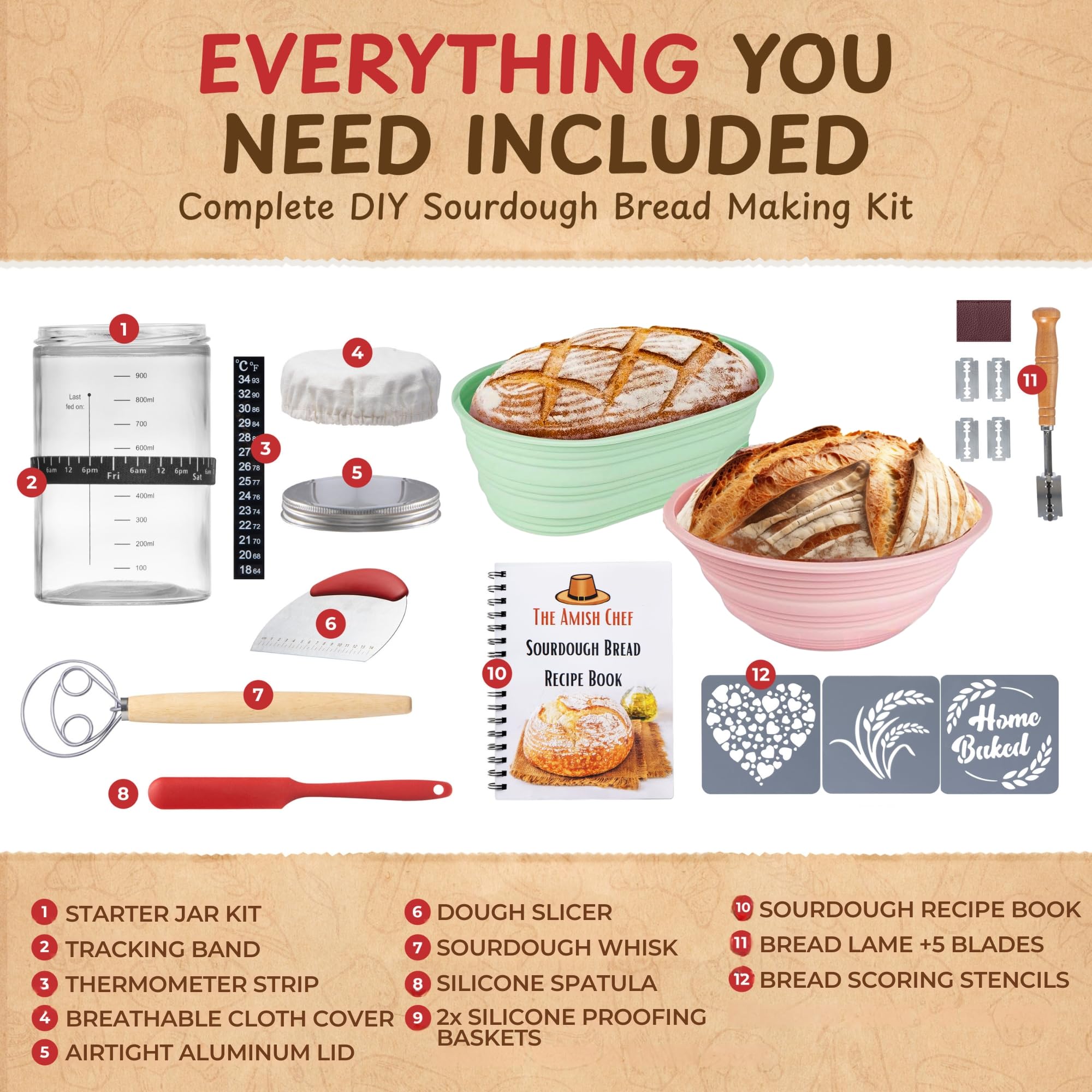 Snapklik.com : Complete Sourdough Bread Starter Kit, Glass Sourdough ...