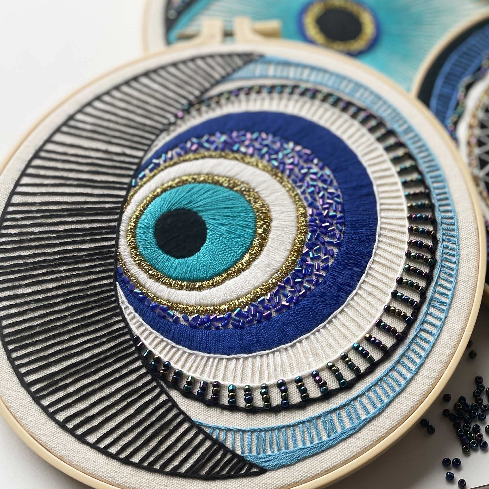 Snapklik.com : 3 Evil Eye Embroidery kit,Adult Material Pack, Beads And ...