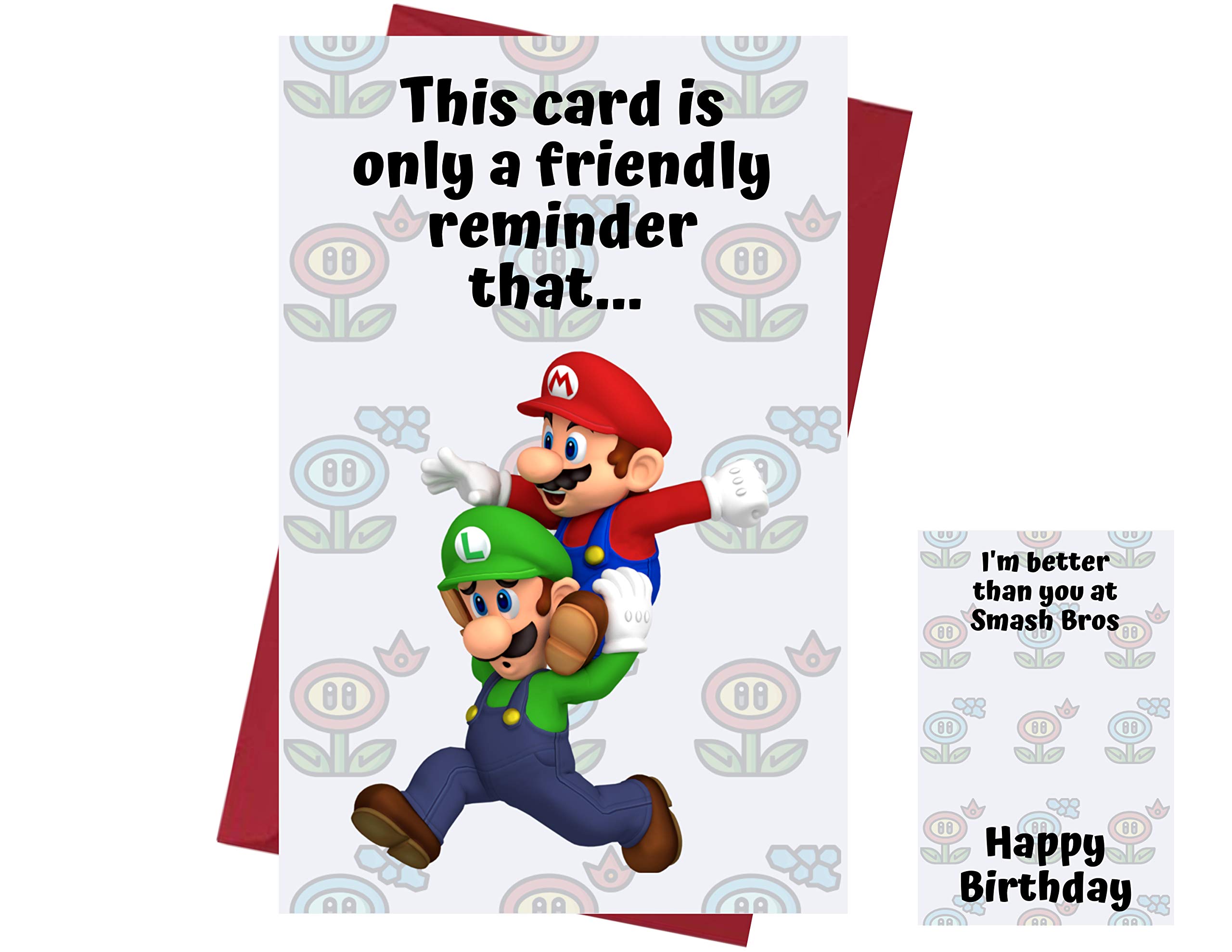 Buy Funny Mario Brothers Birthday Card For Men & Women – Birthday Card ...