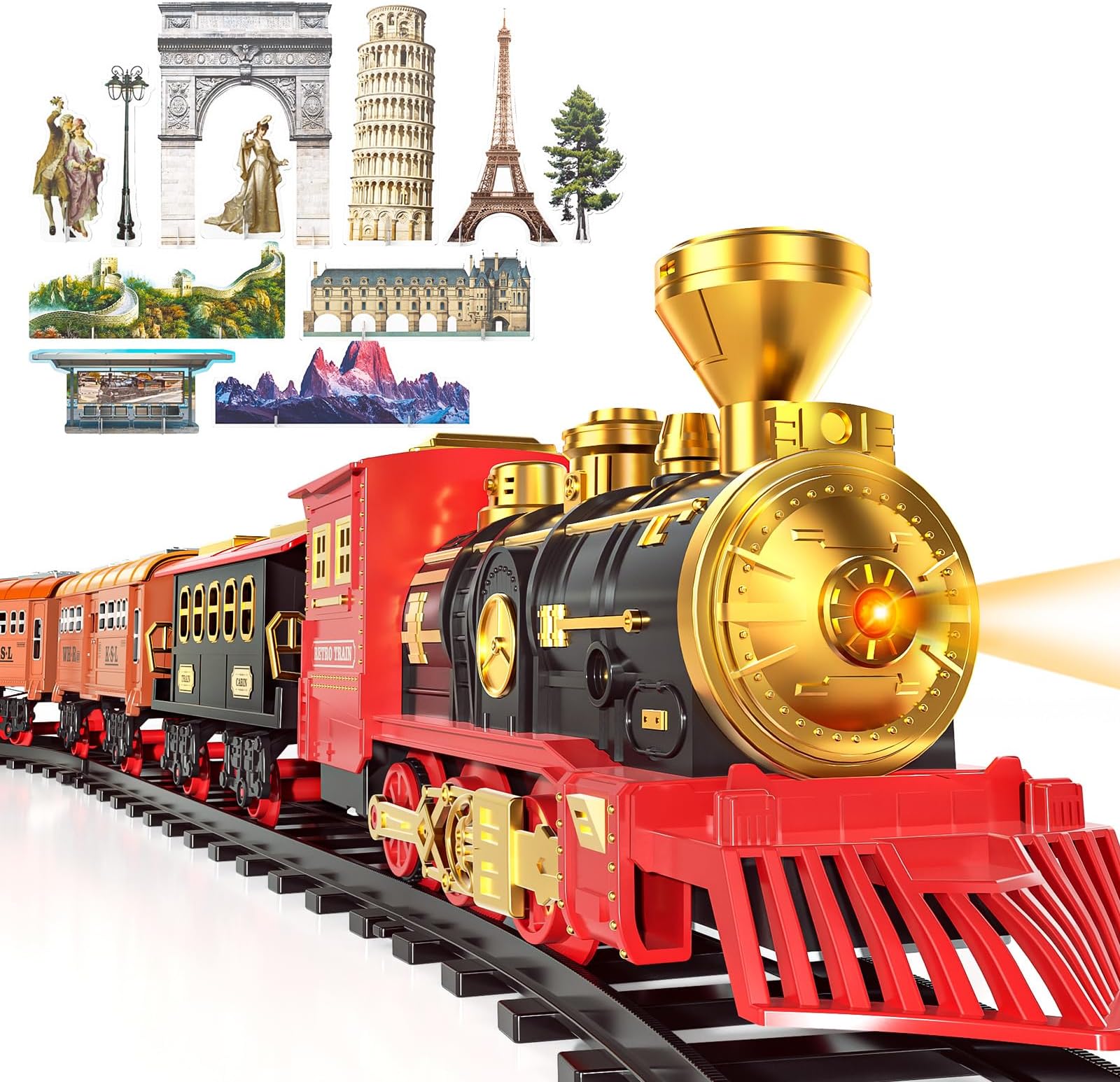 Classic Electric Model Train Set with Headlight Smoke Realistic Sounds ...