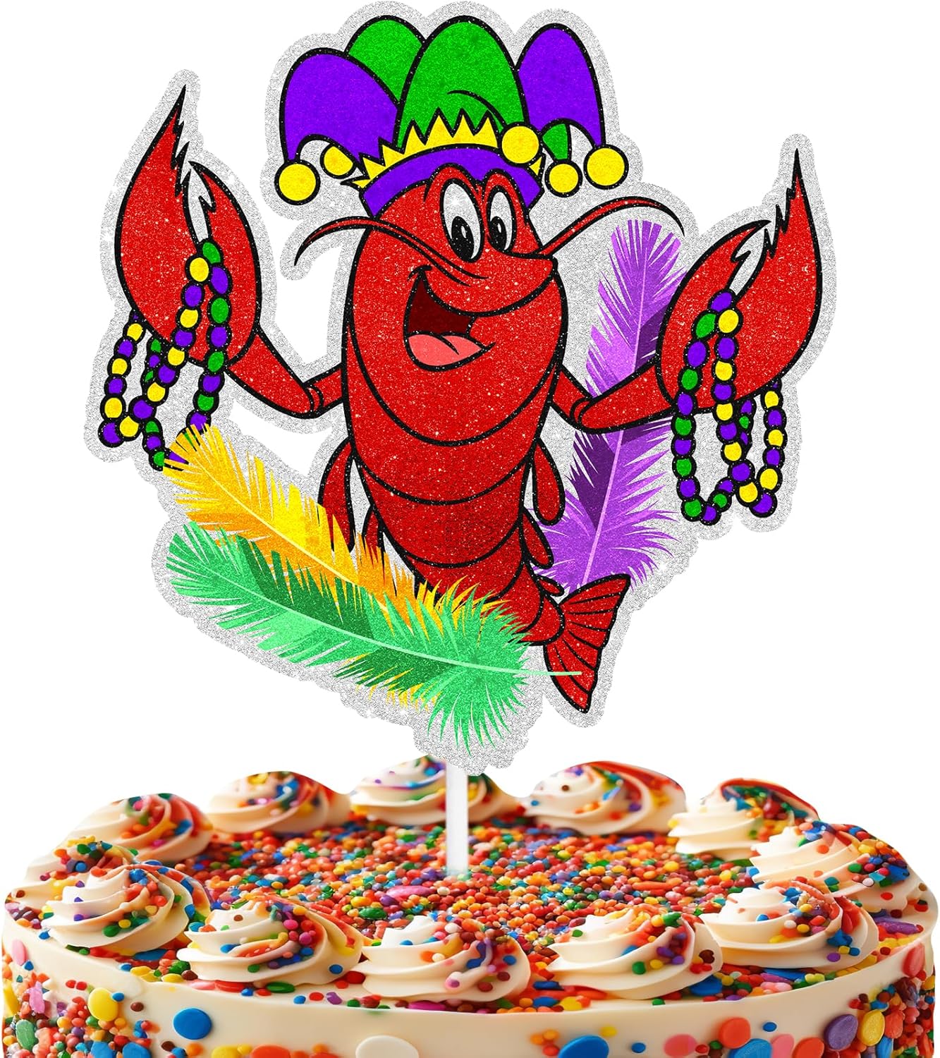 Amazon.com: Mardi Gras Fat Tuesday Themed Crawfish Cake Toppers for ...