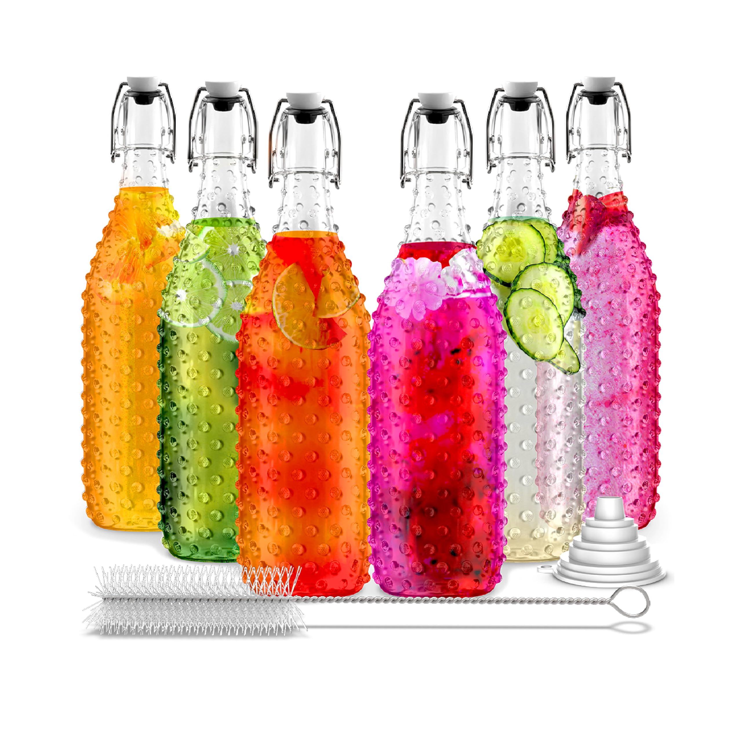 Amazon.com: Nevlers 33oz 6 PK Dotted Swing Top Glass Bottles with Lids ...
