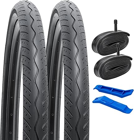 Amazon | YunSCM 2本セット,26 2.0 タイヤ,26x2.0 54-559 自転車タイヤ + 26x1.75/2.25 チューブ 肉厚 米式バルブ32mm +タイヤレバー ...