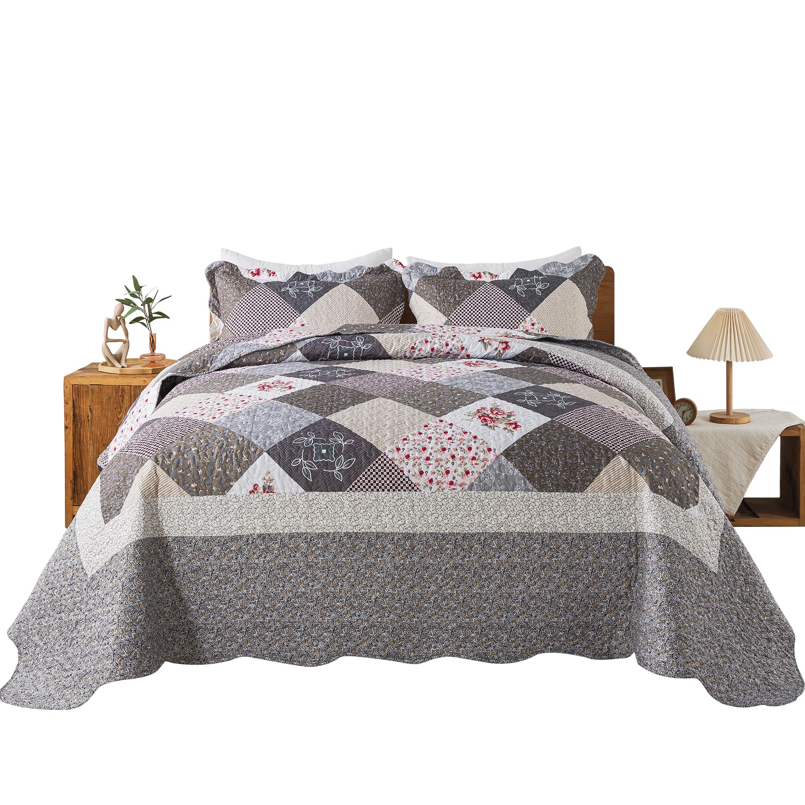 Amazon.com: HoneiLife Oversized Queen Bedspread - 106"x106" Quilt Sets ...