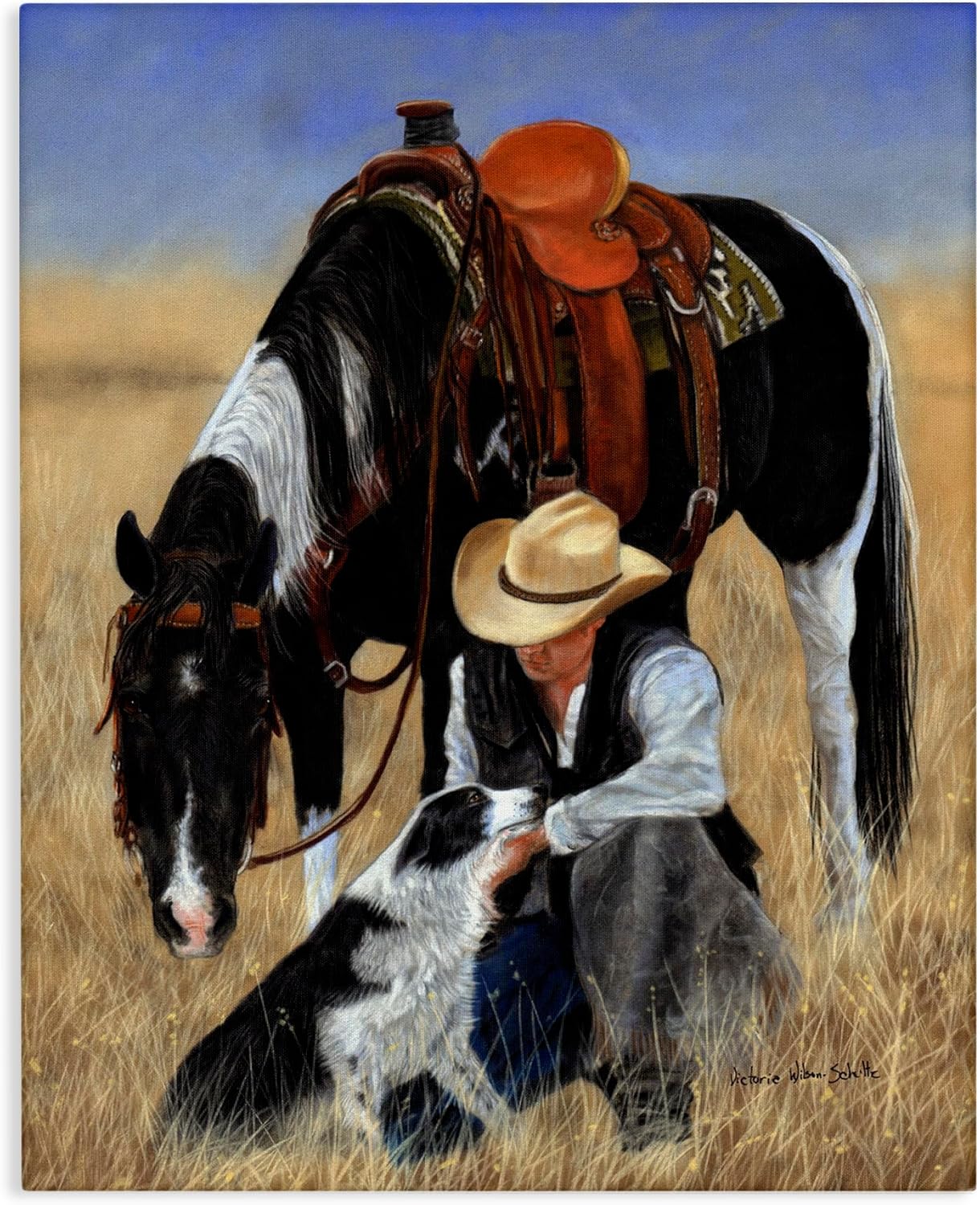 Amazon.com: Stupell Industries Cowboy with Dog & Horse Canvas Wall Art ...