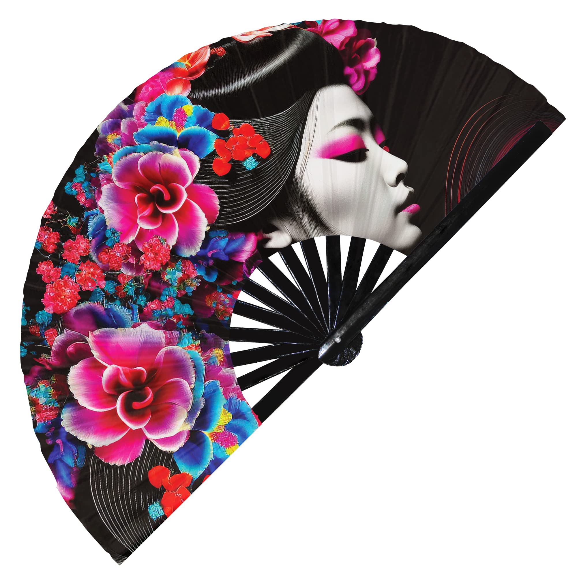 Japanese Geisha Fan Vintage Geisha Hand Painted Handheld Paper Fan The
