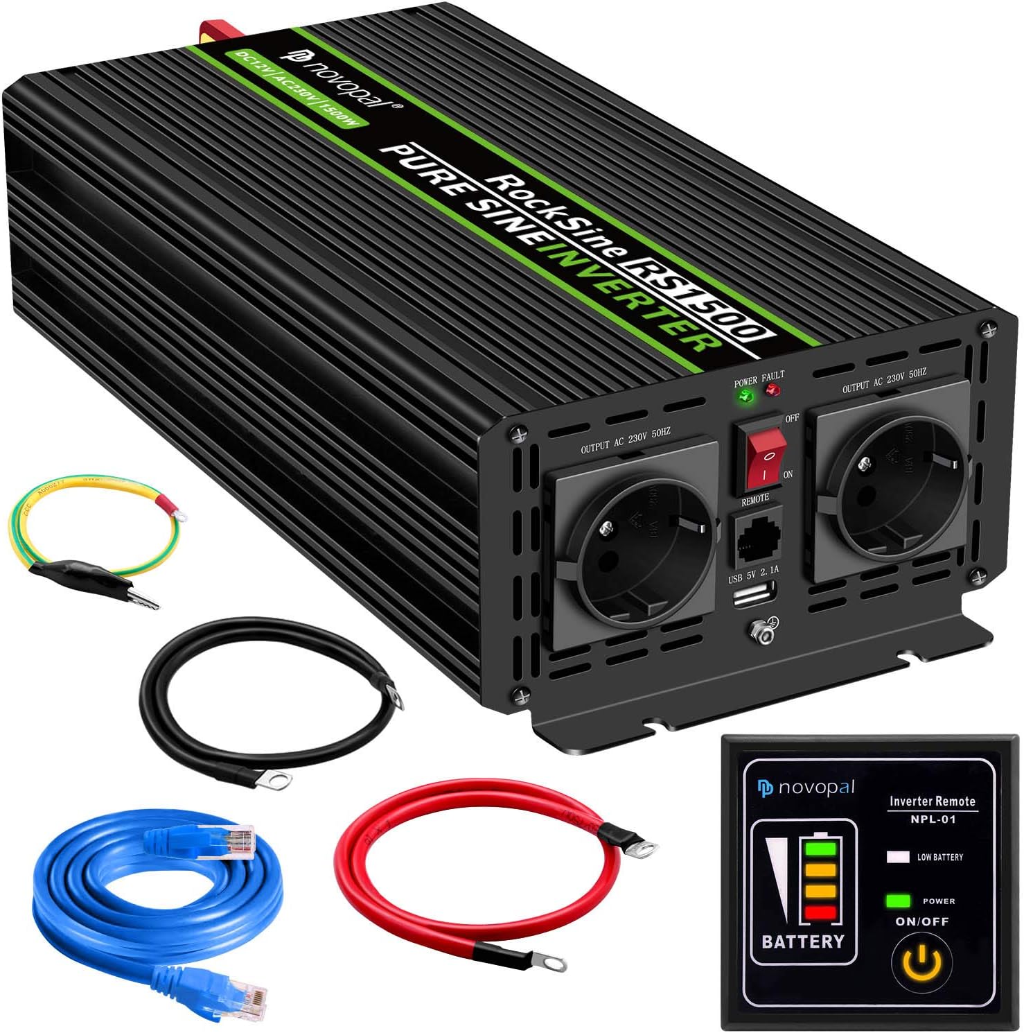 EDECOA Inverter ONDA PURA 12v 220v Convertitore 1500w 2x USB e Telecomande inverter per camper ...