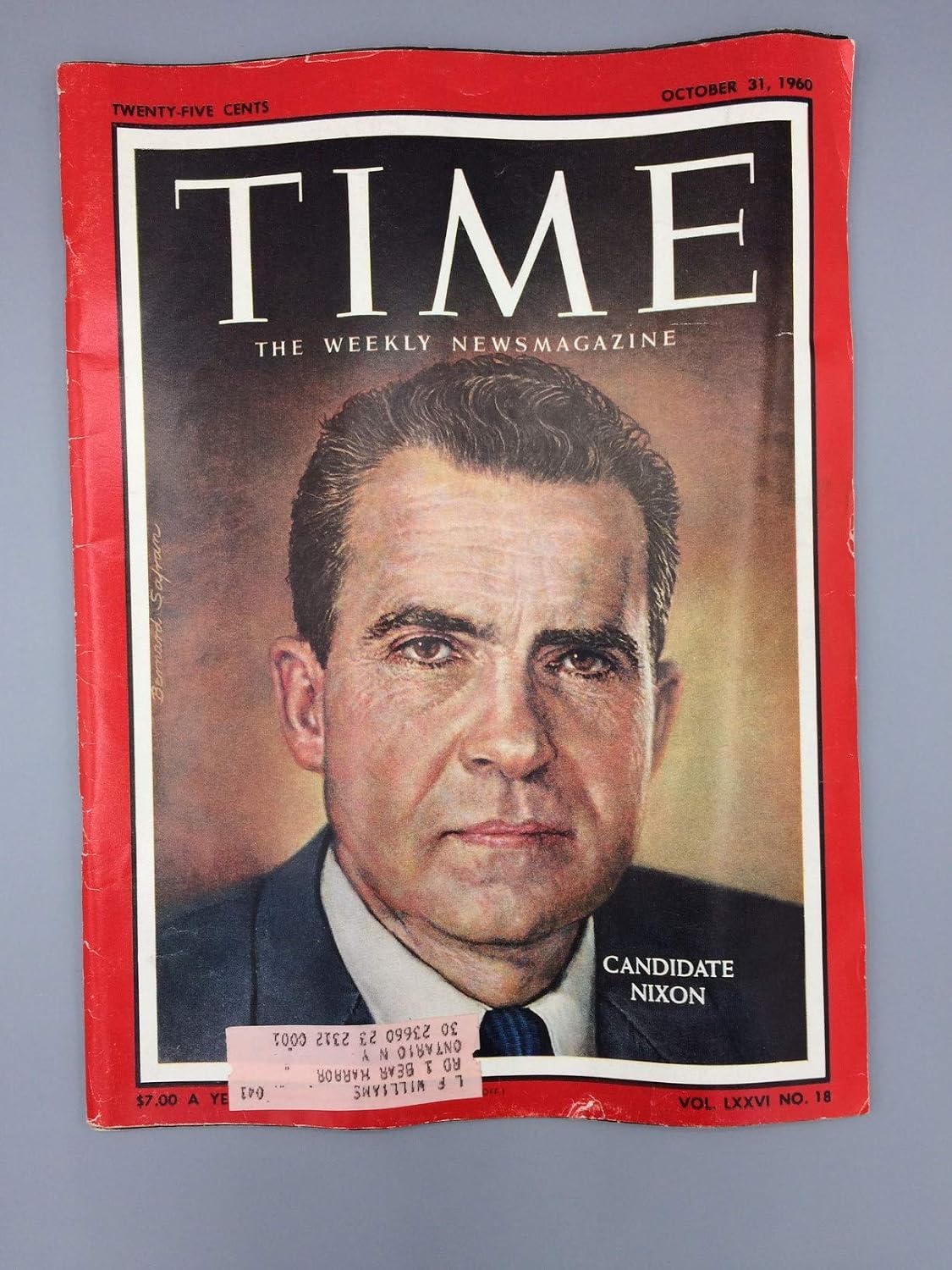 Time Magazine October 31 1960 Cover Candidate Nixon: Time Magazine ...