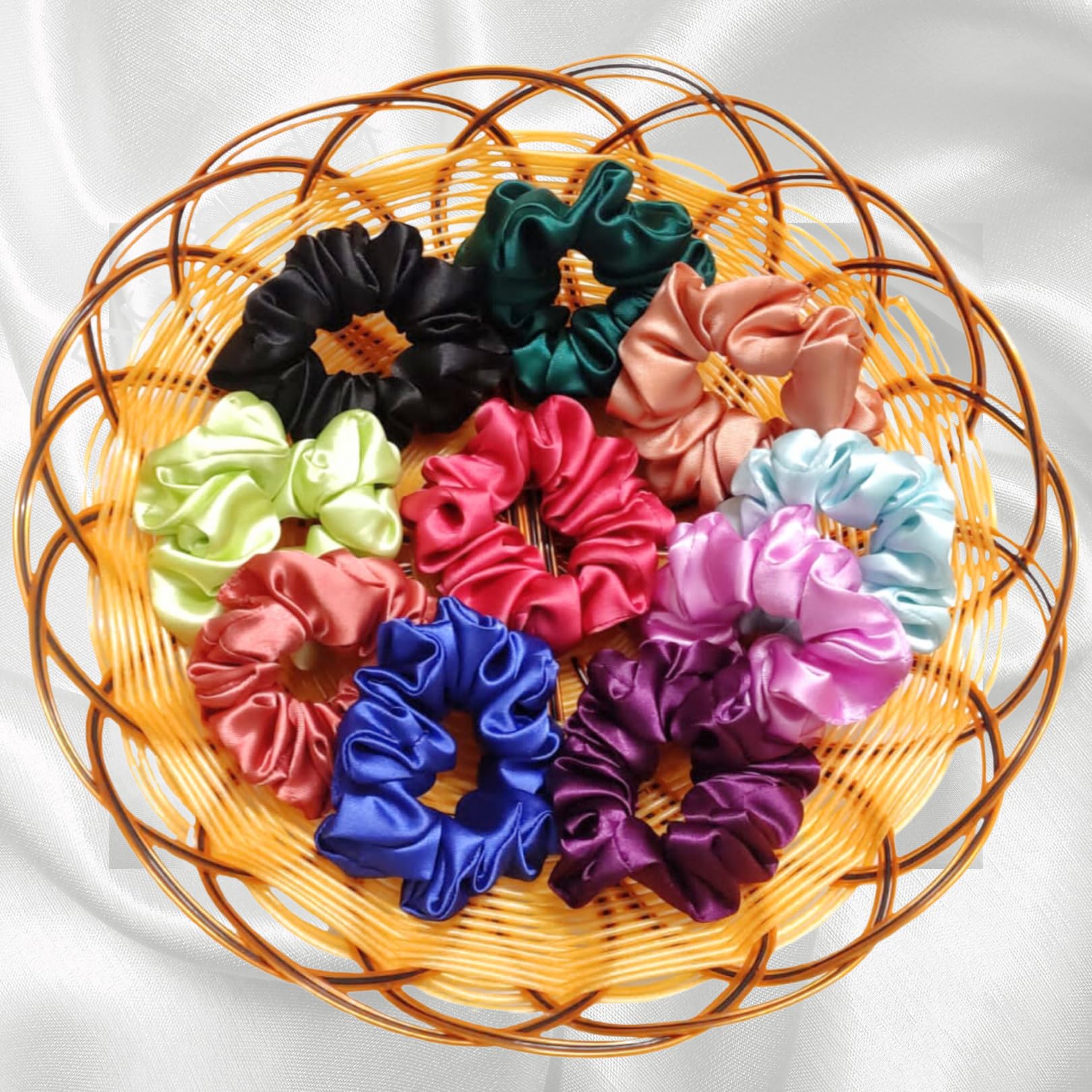 Dvabeautyshop scrunchies for Women, Pack of 10, Satin Scrunchies ...