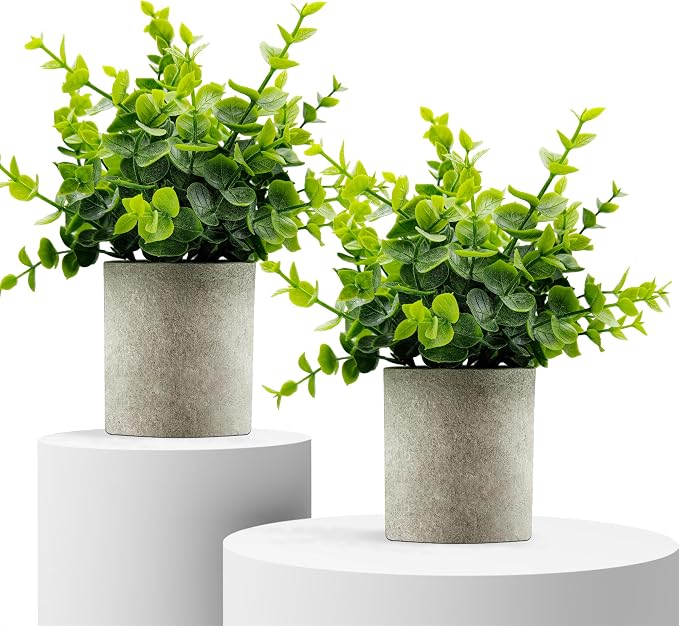Amazon.com: MIXROSE Fake Plants Indoor 2 Pack Faux Plants in Pot Green ...