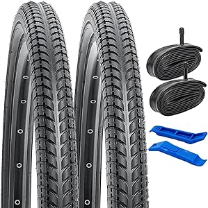 YUNSCM 2-PCS 26" Bike Tires 26 x 1.95/53-559 and 26" Heavy Duty Bike Tubes Schrader Valve ...
