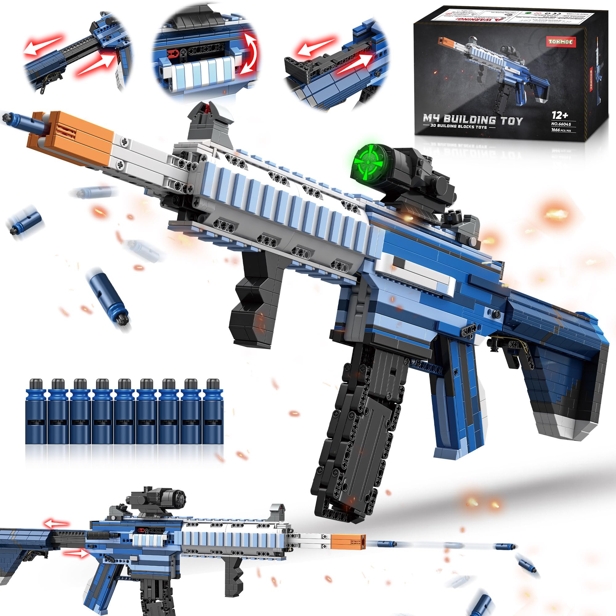 Amazon.com: Driveplexpro Building Block Gun Model Toys for Adults, 1666 Pcs 1:1 M416 Building ...