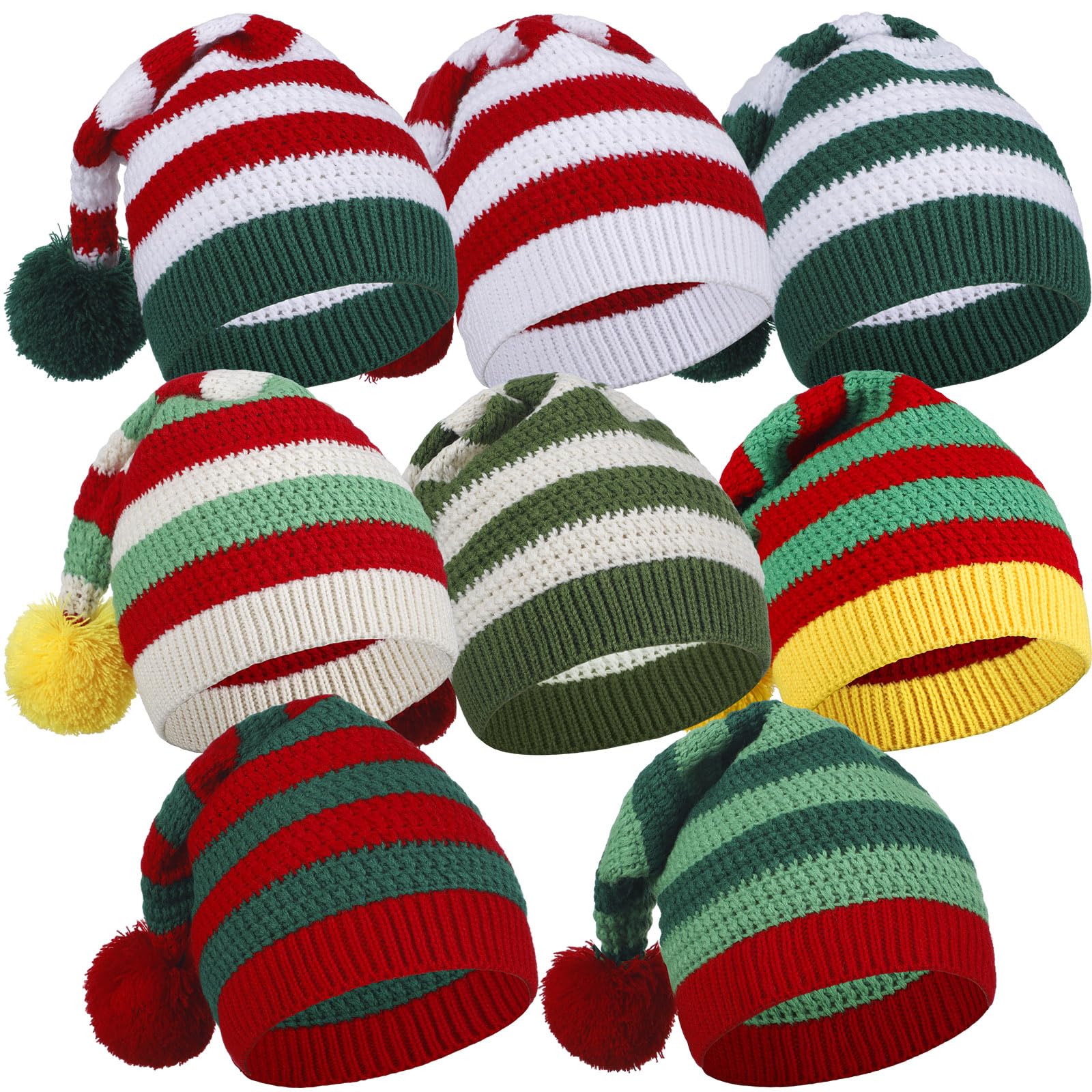 Amazon.com: Liitrsh 8 Pcs Christmas Knitted Elf Hats Santa Hat for ...