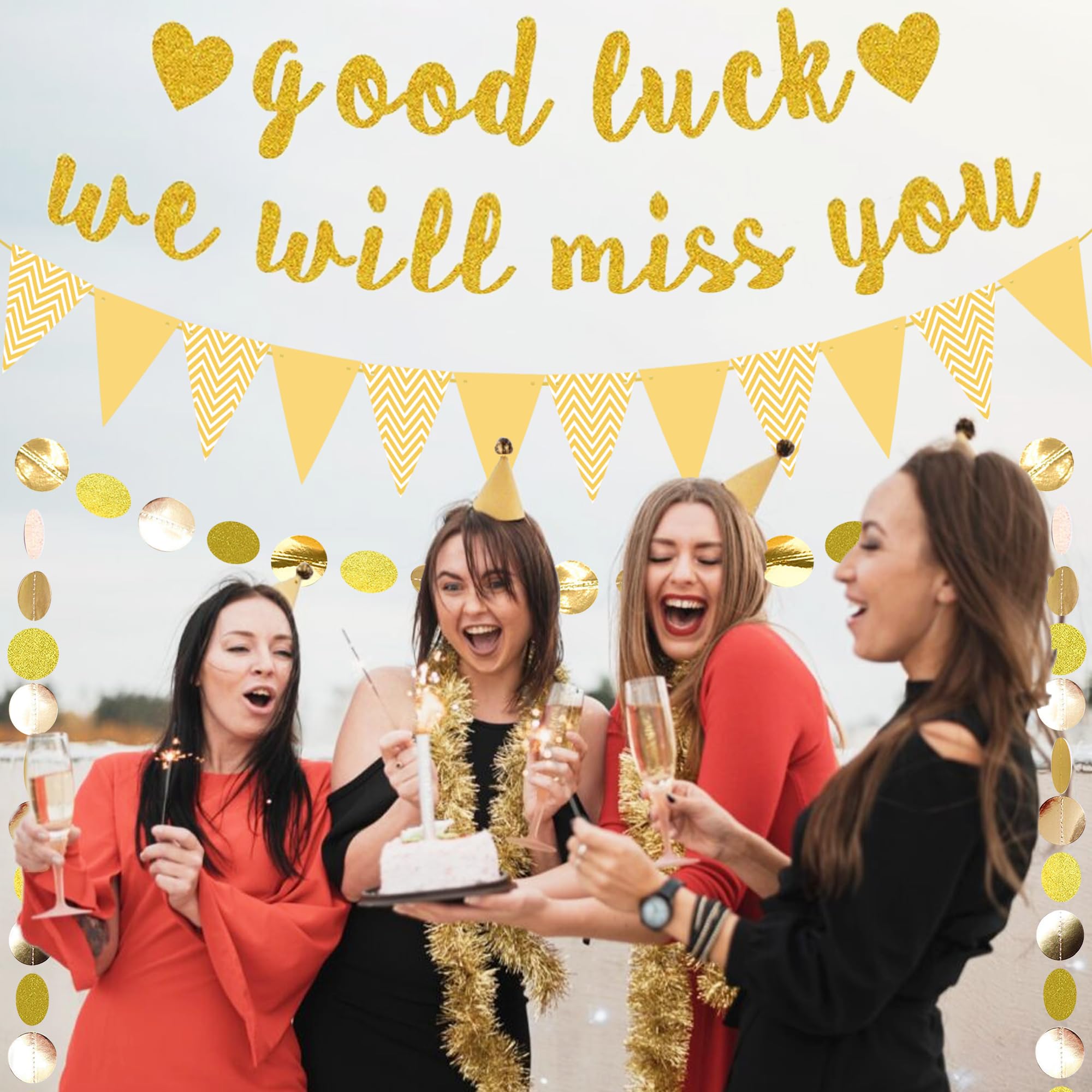 We Will Miss You Banner – Good Luck Banner Triangle Bunting Flags ...