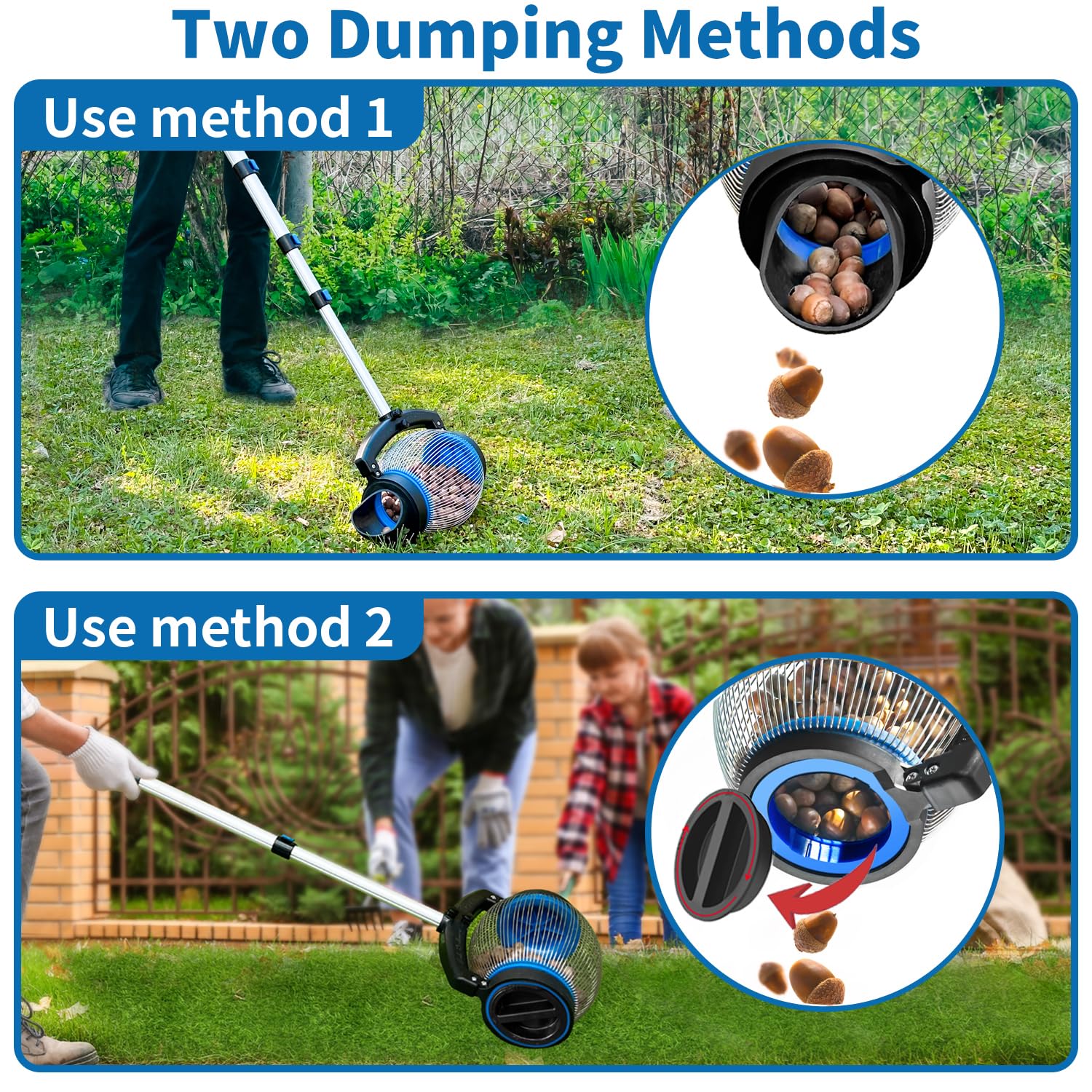 Snapklik.com : Zozen Acorn Picker Upper Roller, 2 Dumping Method/Acorn ...