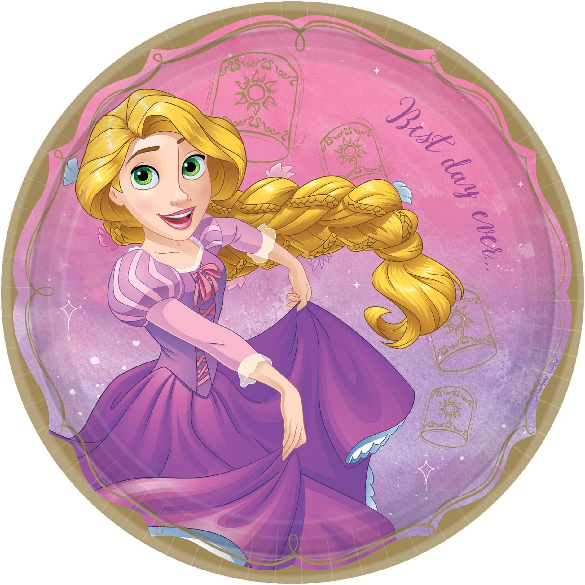 Amazon.com: Amscan Enchanting Disney Princess Rapunzel Round Paper ...