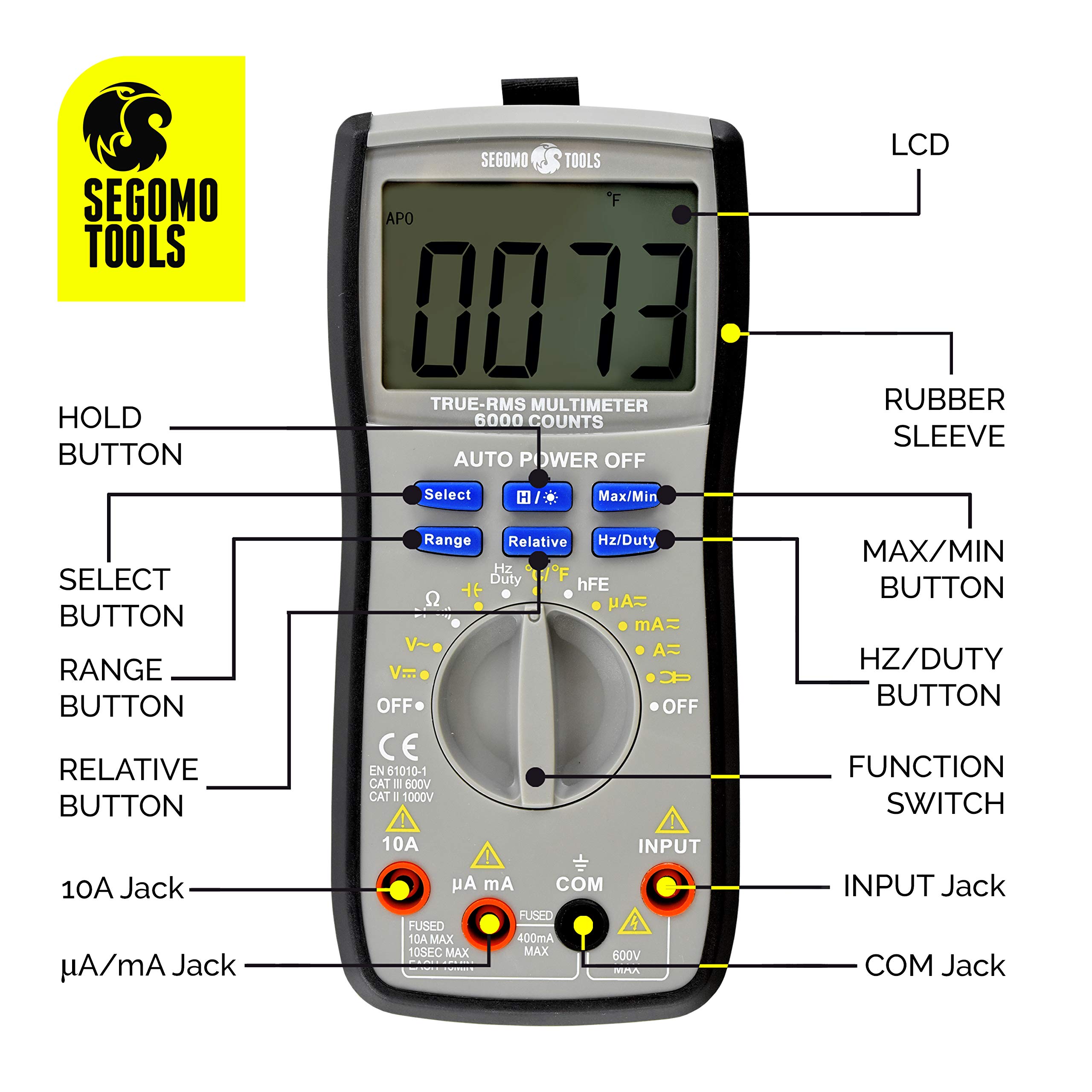 Snapklik.com : TRMS 6000 Count Multimeter - Voltage, Current ...