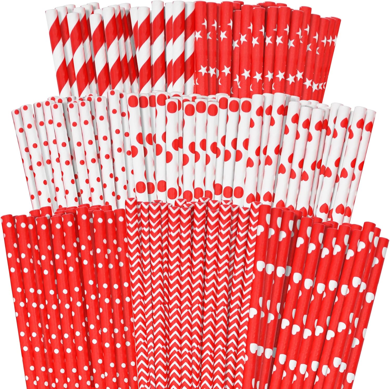 Amazon.com: 200 Pack Disposable Assorted 8-Style Paper Straws - 7.75 ...