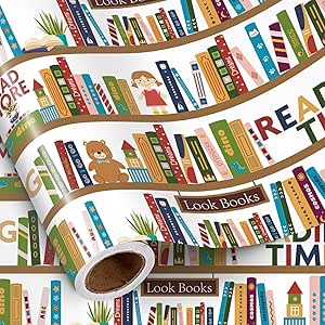 Amazon.com: RUSPEPA Bookshelf Wrapping Paper Roll, Mini Roll, Colorful ...
