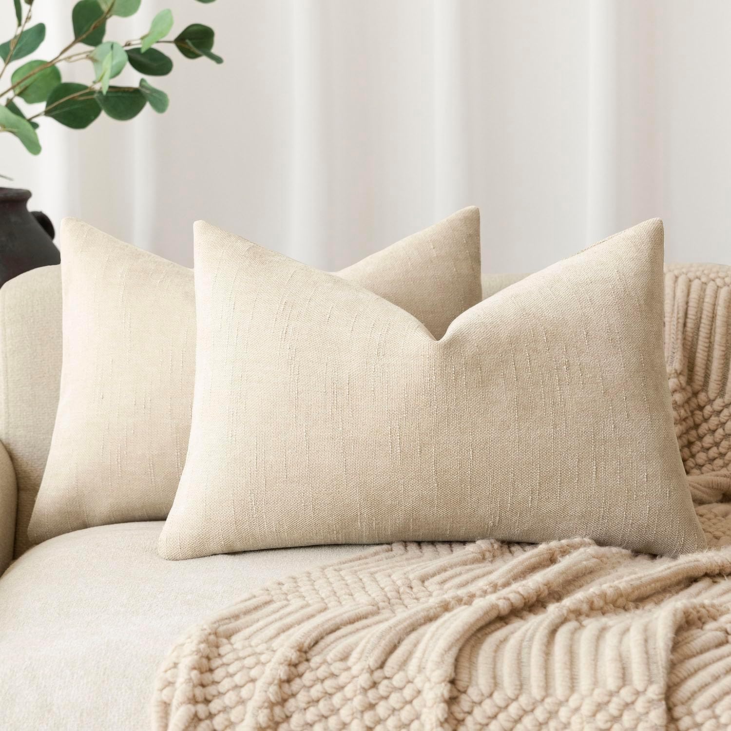Amazon.com: Foindtower Pack of 2 Soft Textured Throw Decorative Pillow ...
