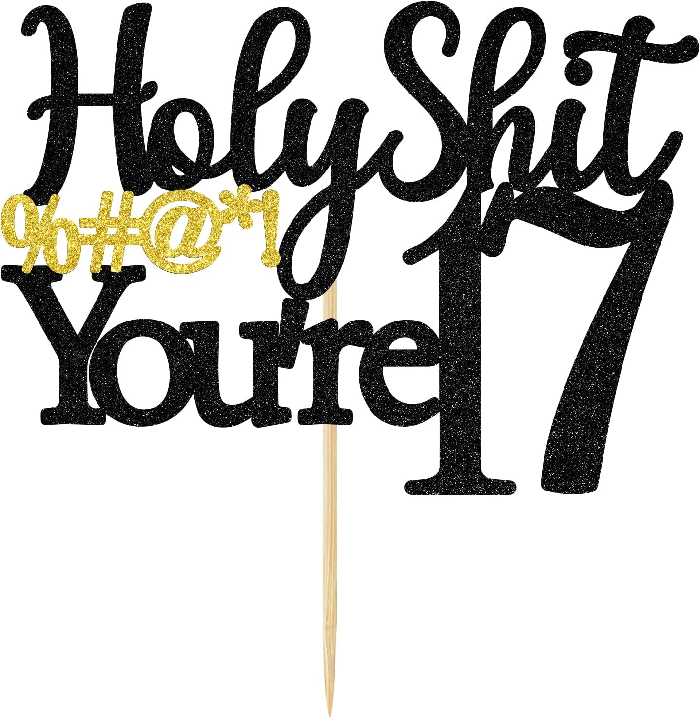 Hequoyer Holy You're 17 Cake Topper, Cheers to 17 Years/Happy 17th ...