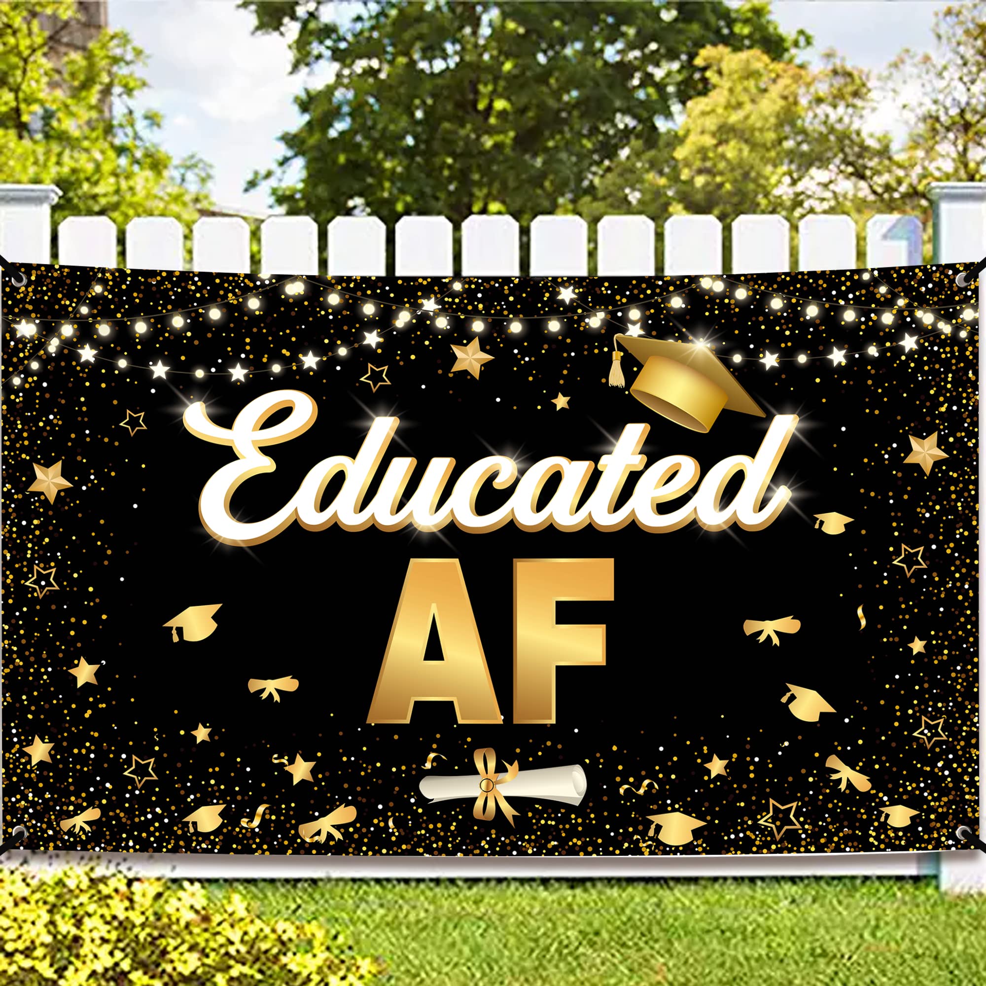 KatchOn, XtraLarge Educated AF Banner - 72x44 Inch | Graduation Banner ...