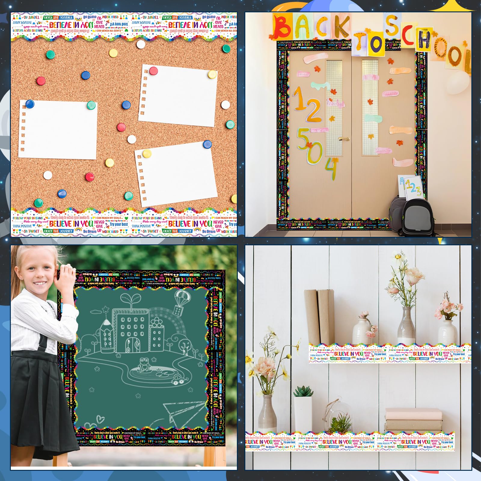Snapklik.com : 2 Rolls Inspirational Quote Bulletin Board Borders, 65.6 ...