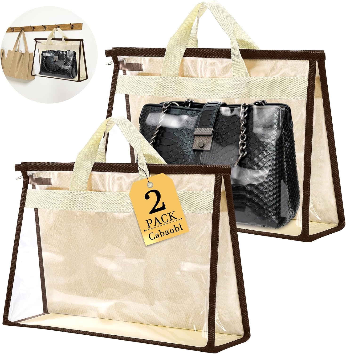 Amazon.com: Cabaubl 2 Pack XL Size Clear Handbag Storage Organizer Dust ...