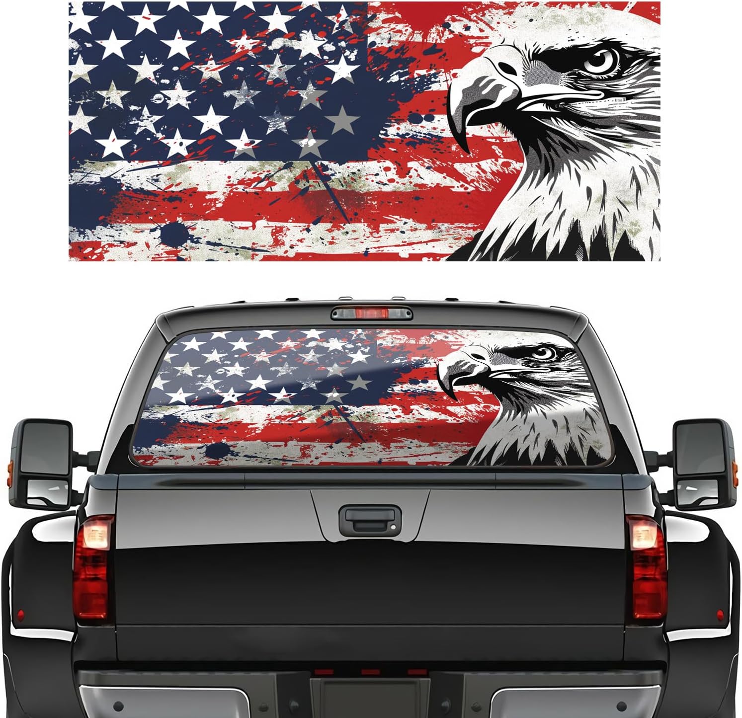 Amazon.com - Generic Flag Eagle Truck Rear Window Decal Tint Perforated ...