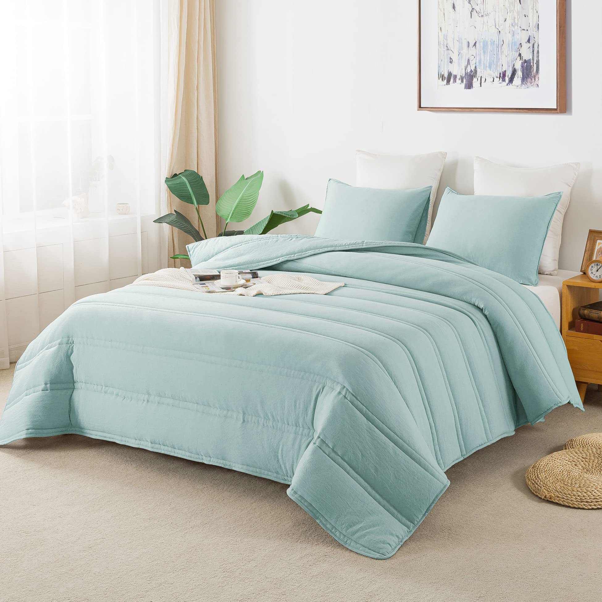 Amazon.com: Anna.Z Home 3PC Comforter Set, Down Alternative Filling ...