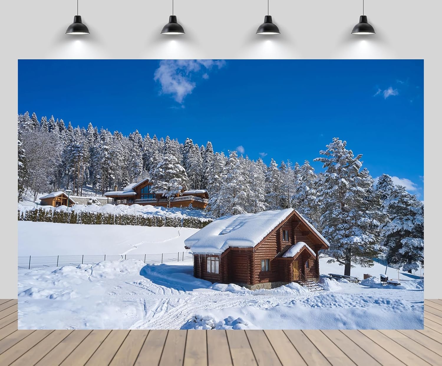 Amazon.com : CHNYWORK 5ftx4ft Winter Wooden House Backdrop Wooden Log ...